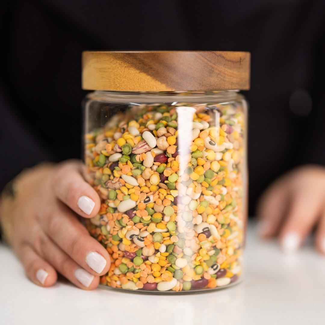 Acacia Glass Containers & jars | Kitchen and Pantry Acacia Storage Jars ...