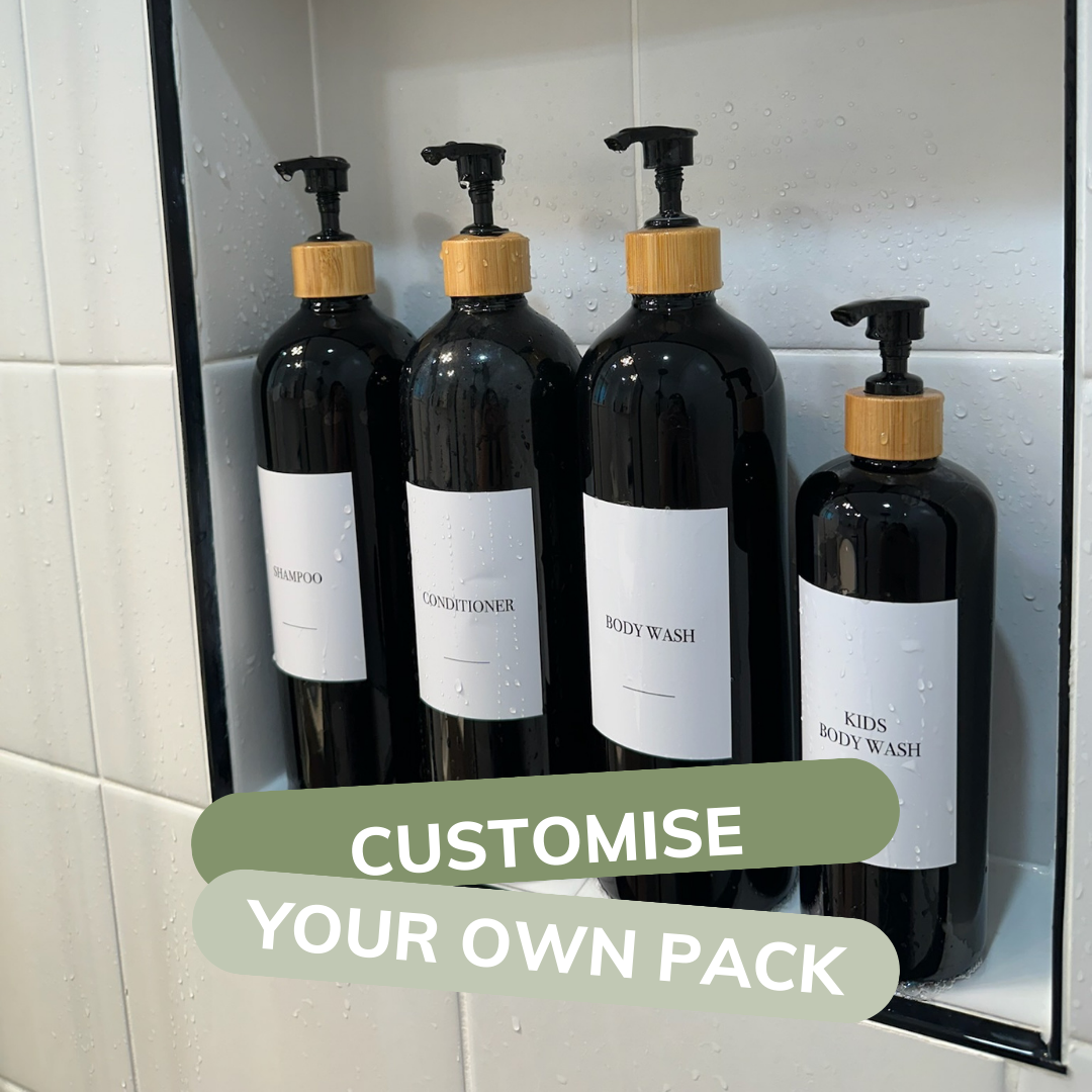 Custom Bathroom Bottle Stickers - 4 Label Pack