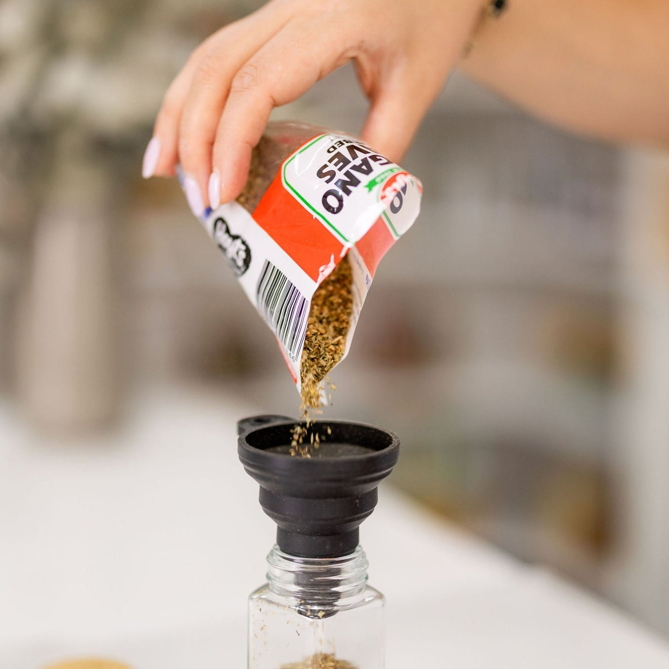 Black Foldable Silicone Funnel | Herb & Spice Organisation — Little ...