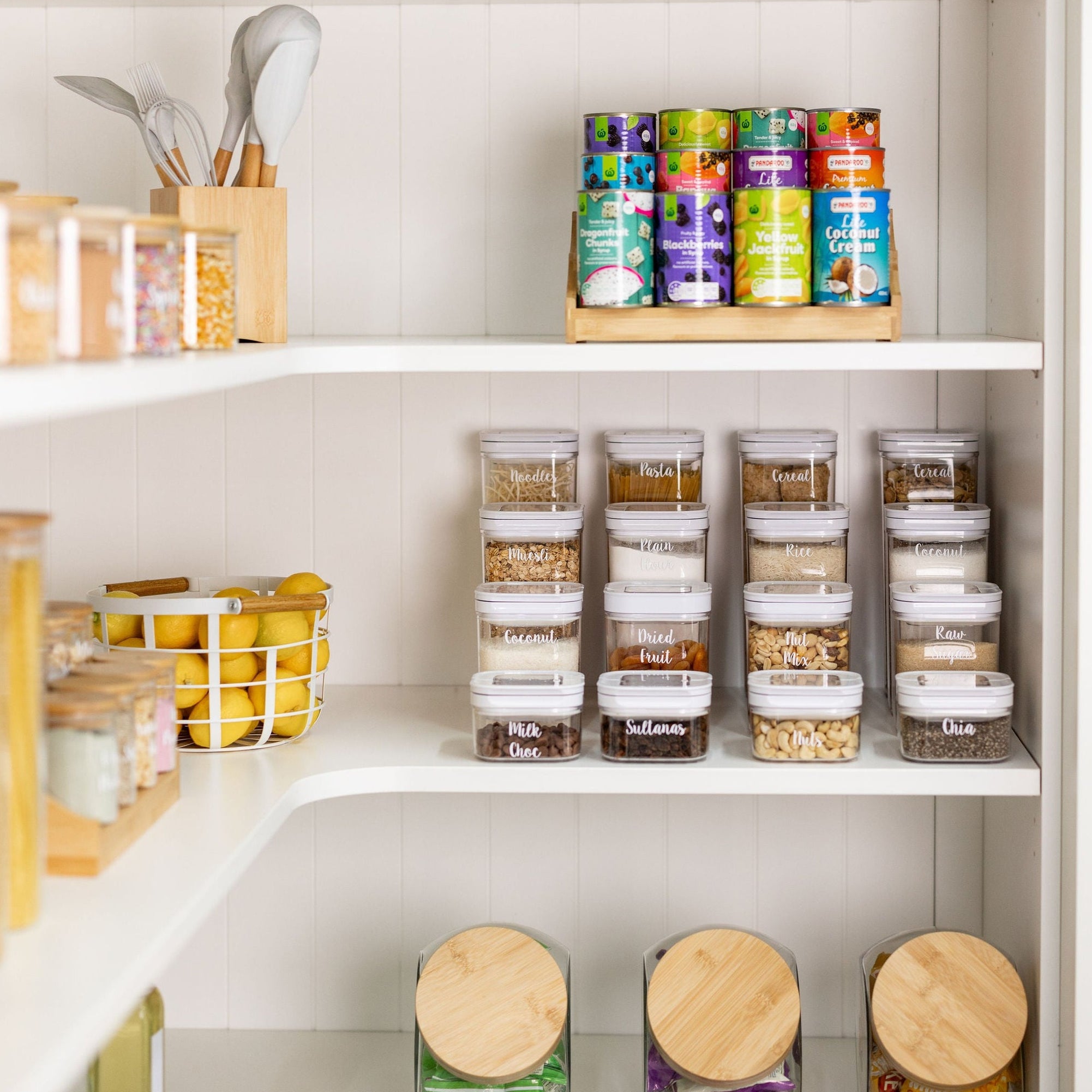White Flip Canister Value Pack x 8 For Pantry Organisation | Kitchen ...