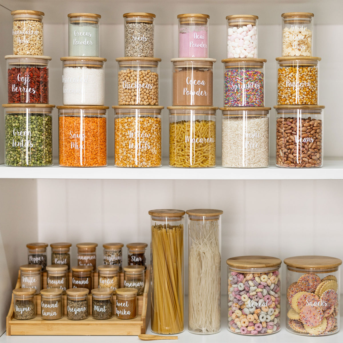 Bamboo Glass Deluxe Pantry Organisation Pack | Kitchen Storage | Pantry ...