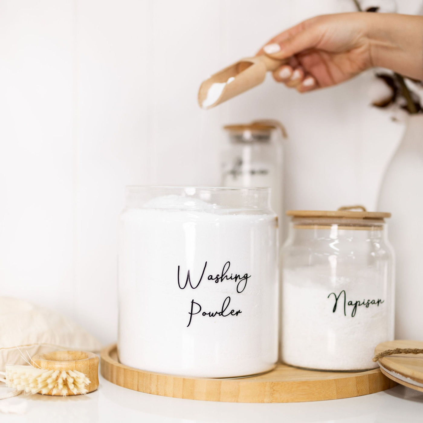 4L Glass Jar with Bamboo and Twine Lid For Your Pantry or Laundry ...