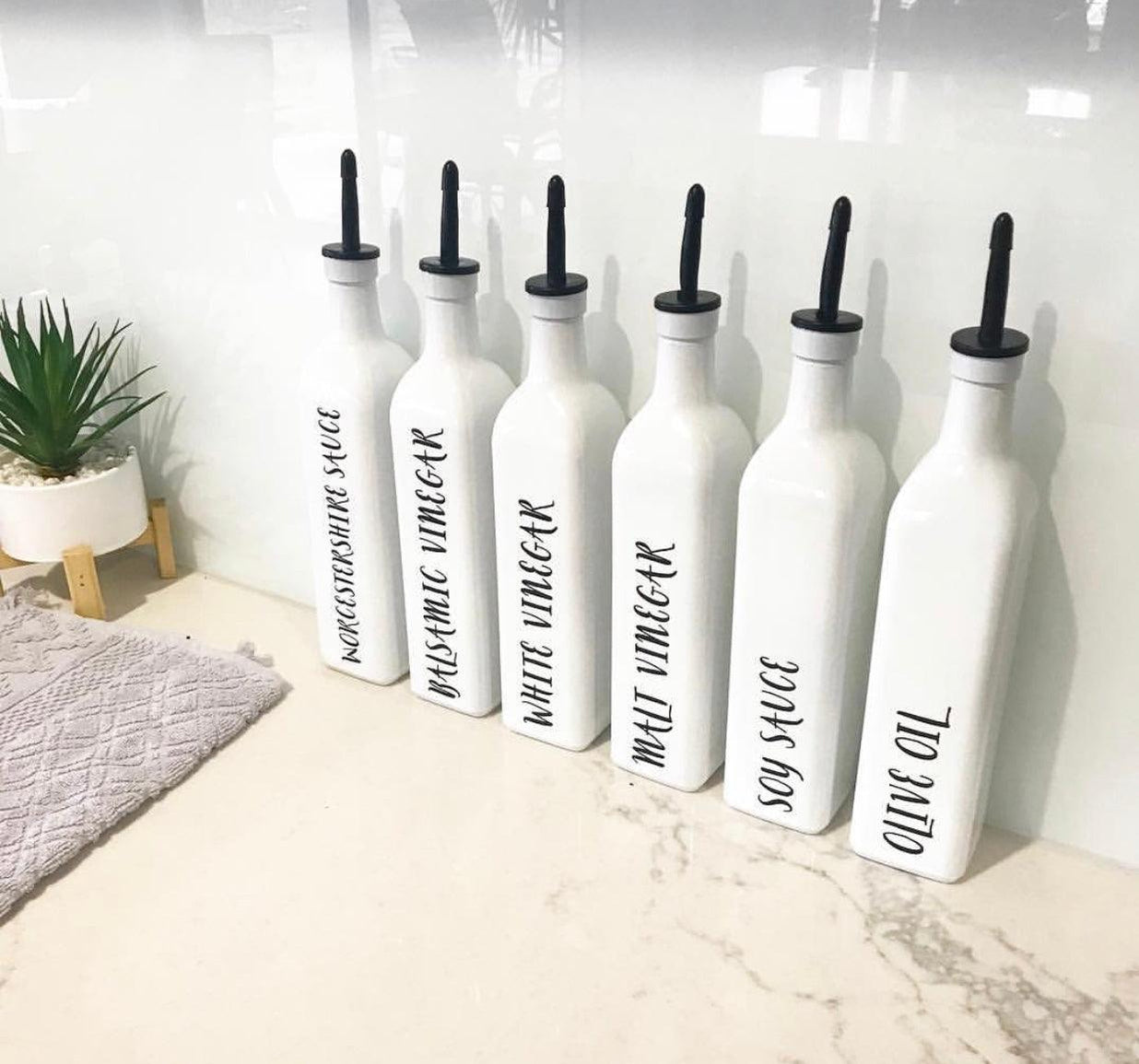 500ml Oil & Vinegar Bottles WHITE for Kitchen Organisation — Little ...