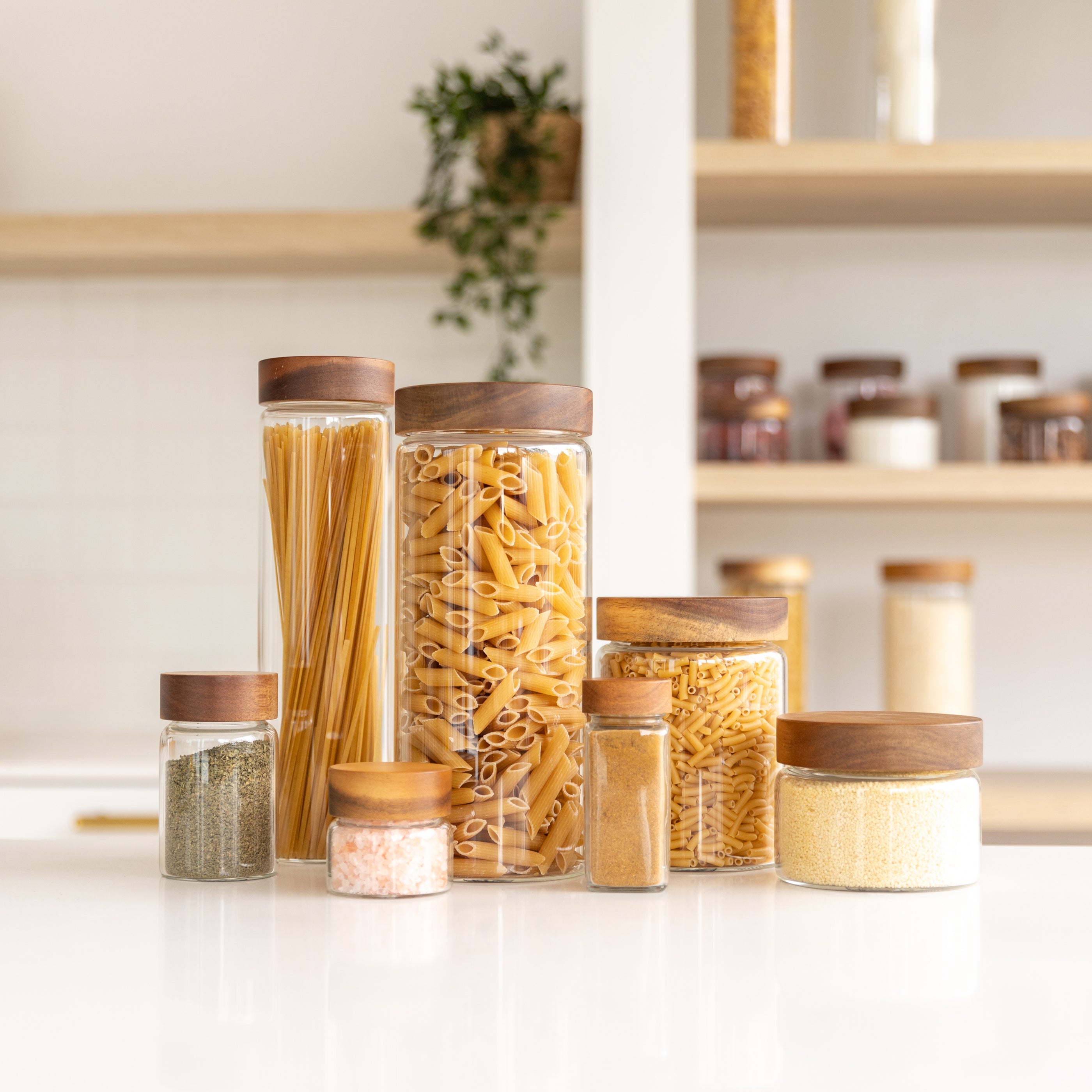 Acacia Wood Glass Kitchen Storage Jar, 2L – Little Label Co