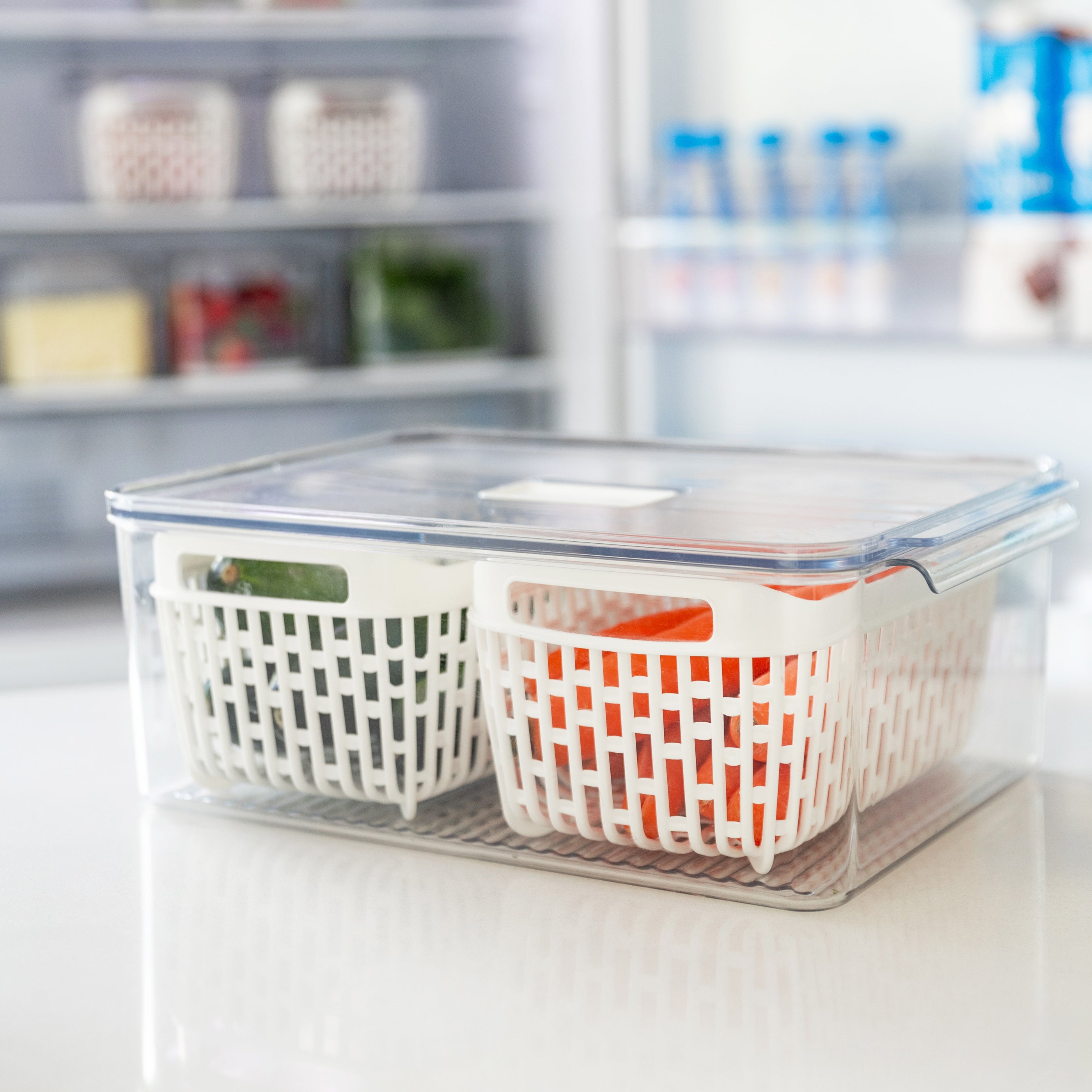 Fridge Storage Container with Double Basket – Little Label Co