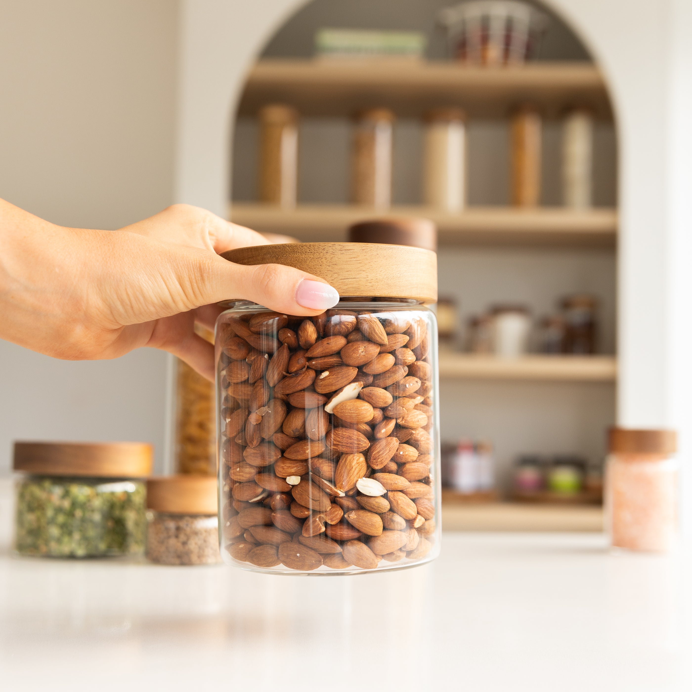 Acacia Glass Jar Deluxe Pantry Organisation Pack