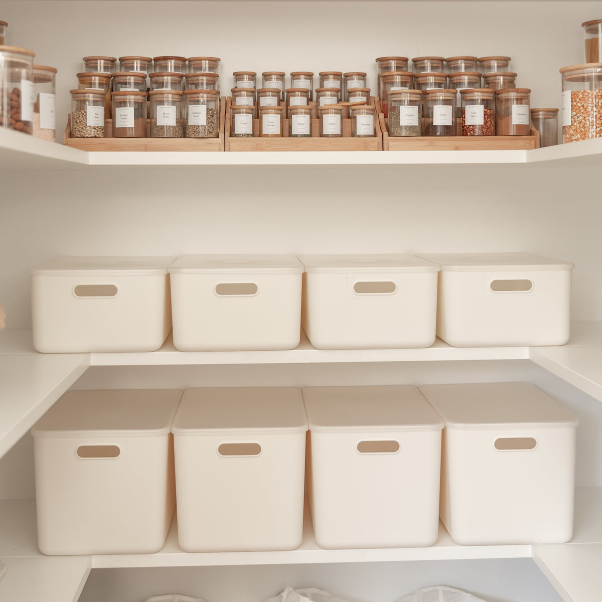 White Storage Container with Plastic Lid - 8 Pack - Little Label Co