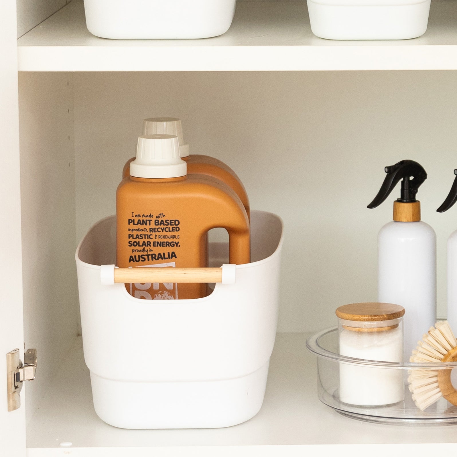 White Storage Tub with Wooden Handle Large – Little Label Co