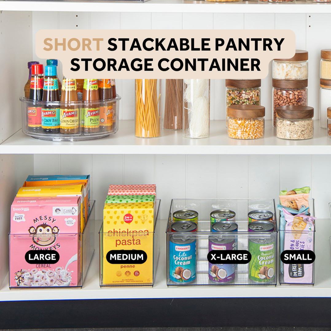 SHORT Stackable Pantry Storage Container 6 Pack - Little Label Co