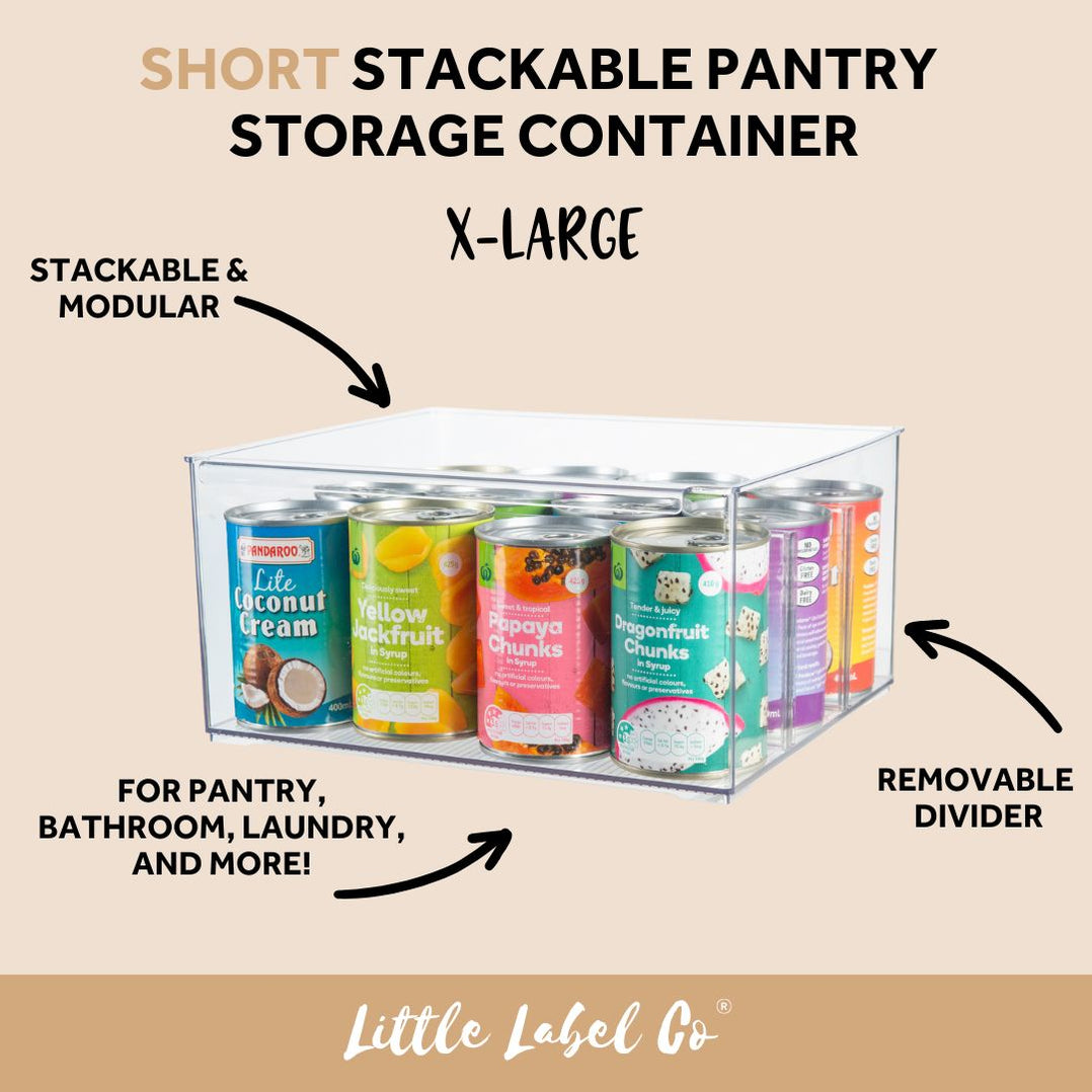 SHORT Stackable Pantry Storage Container 6 Pack - Little Label Co