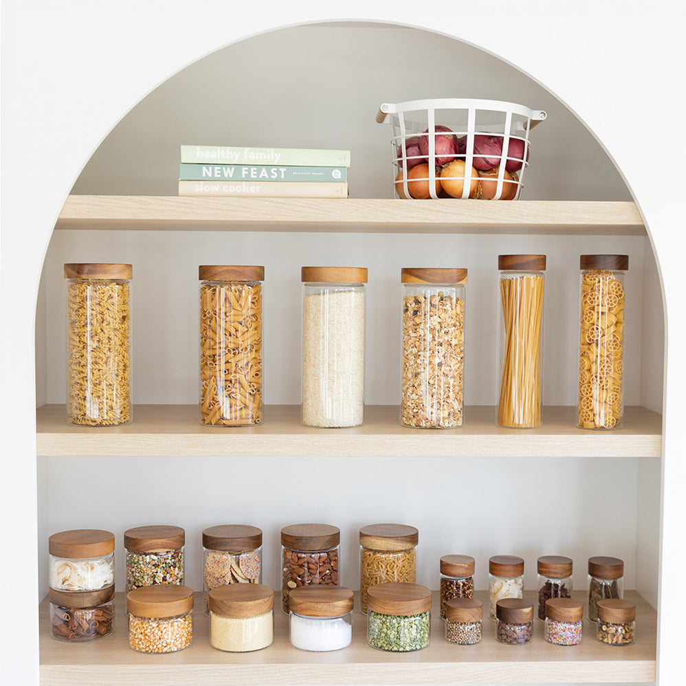 Acacia Glass Containers & jars | Kitchen and Pantry Acacia Storage Jars ...