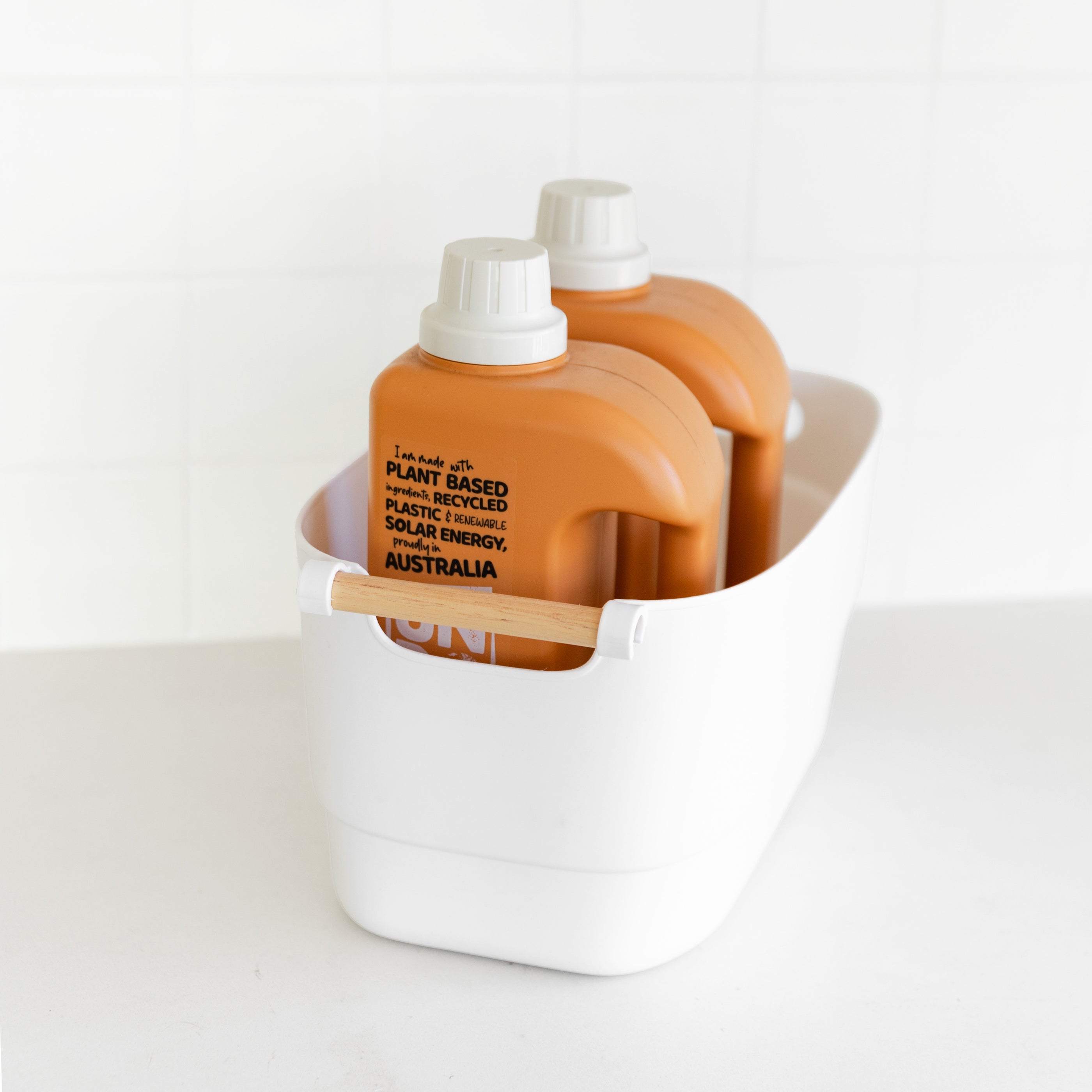 White Storage Tub with Wooden Handle Large – Little Label Co