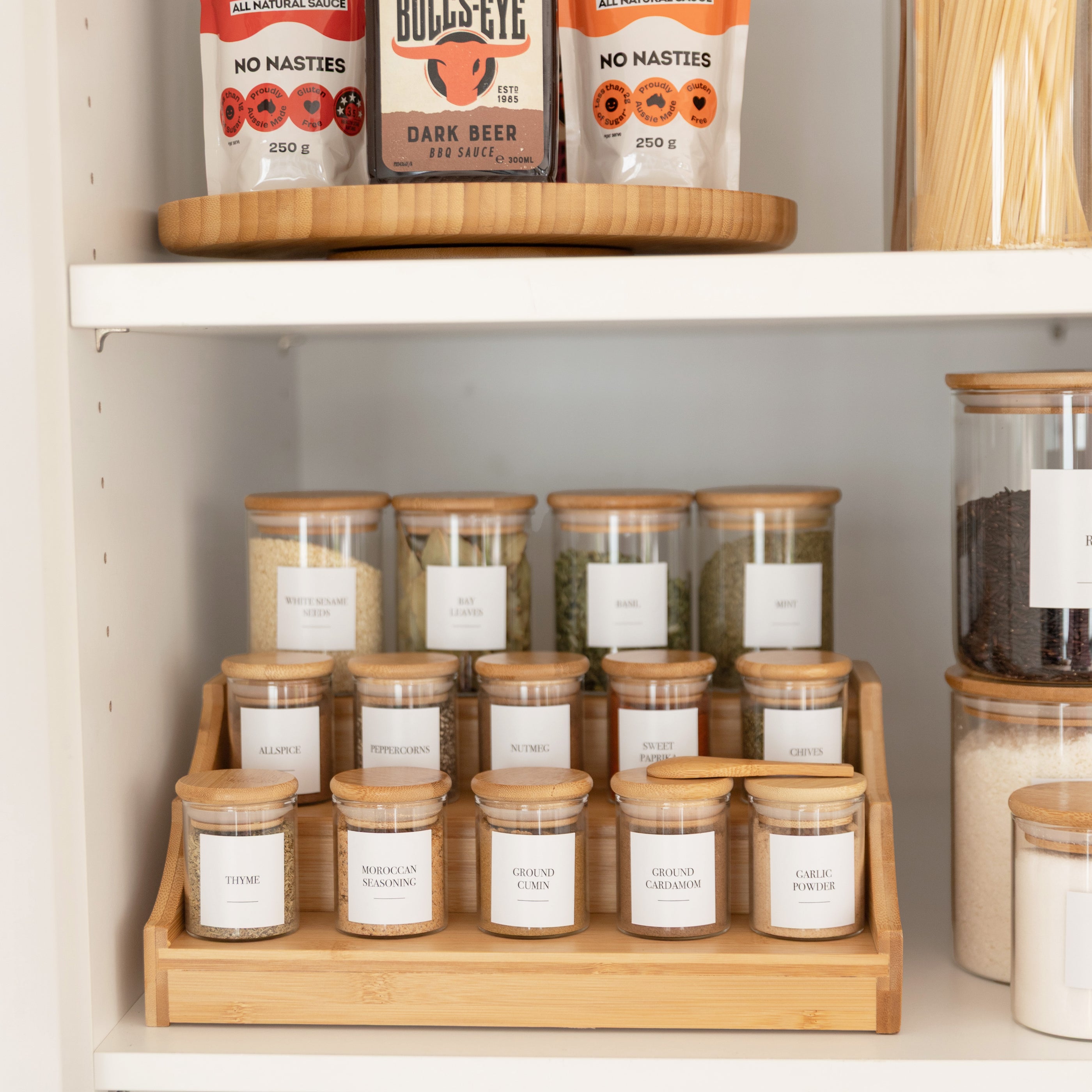 Complete Round Bamboo Pantry Organisation Set - Little Label Co