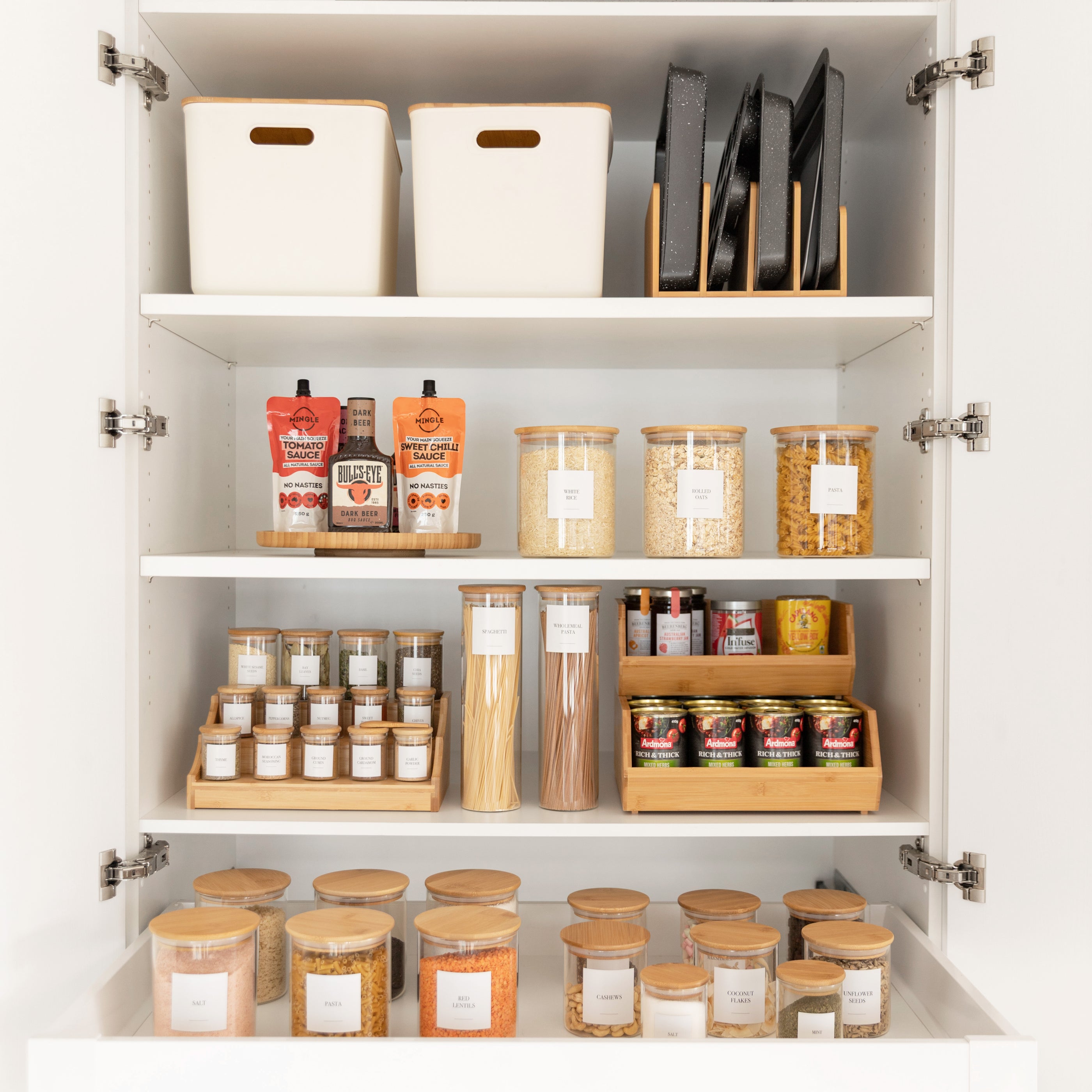Complete Round Bamboo Pantry Organisation Set - Little Label Co
