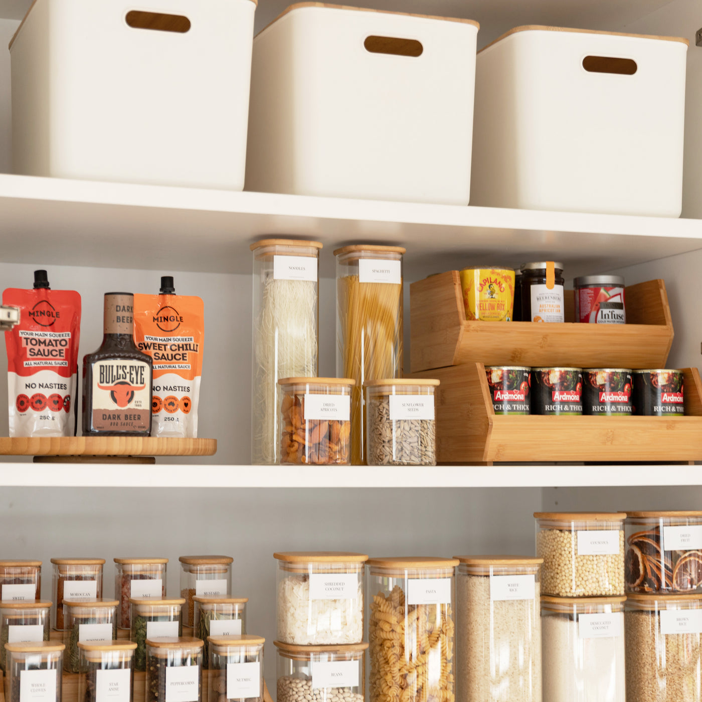 Ultimate Square Bamboo Pantry Container Set - Little Label Co