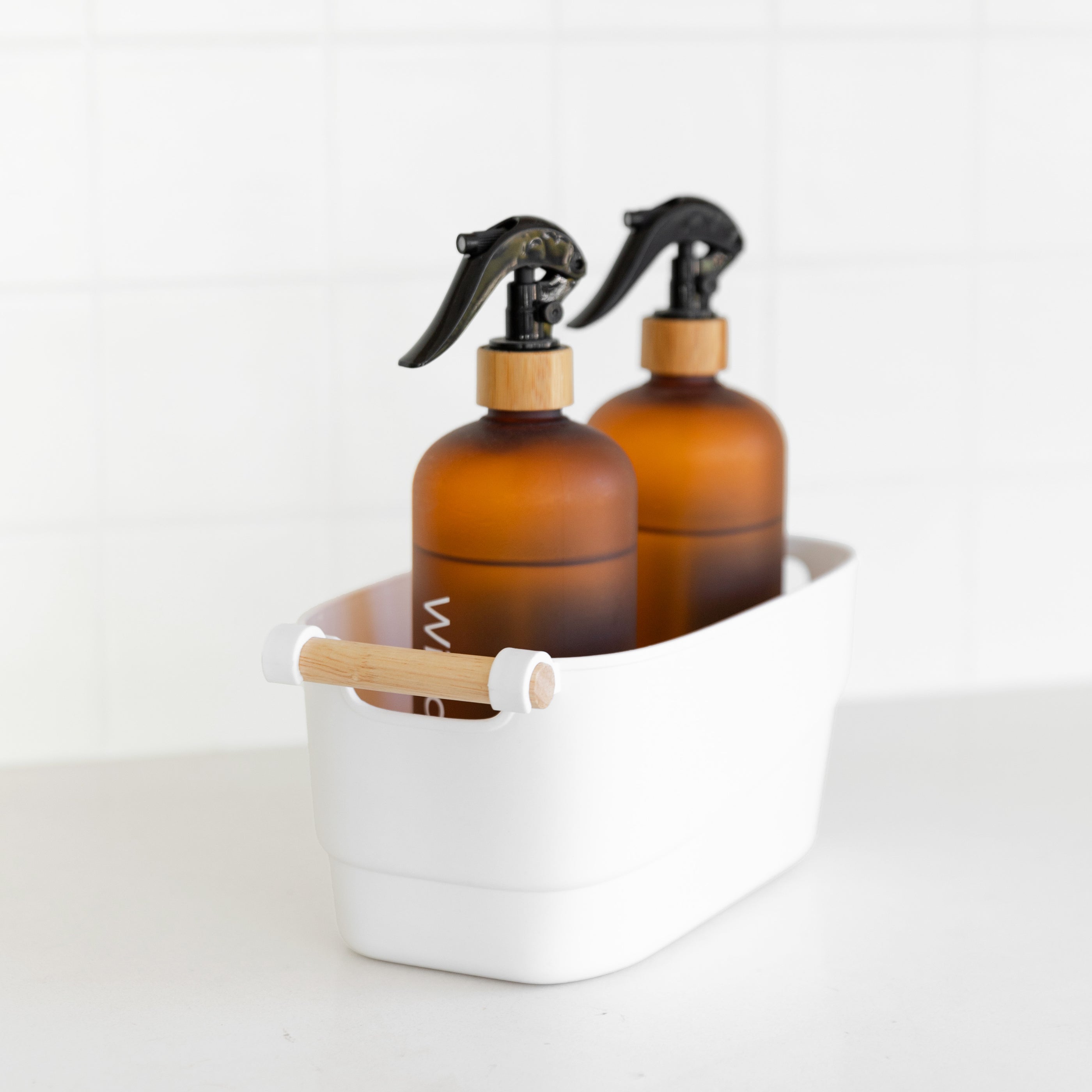 White Storage Tub with Wooden Handle Small – Little Label Co