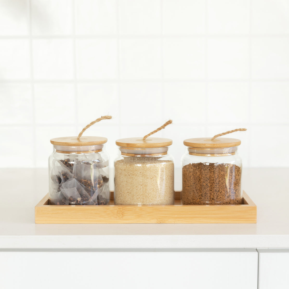 Set of 3 Kitchen Storage Jars 500ml with Tray – Little Label Co