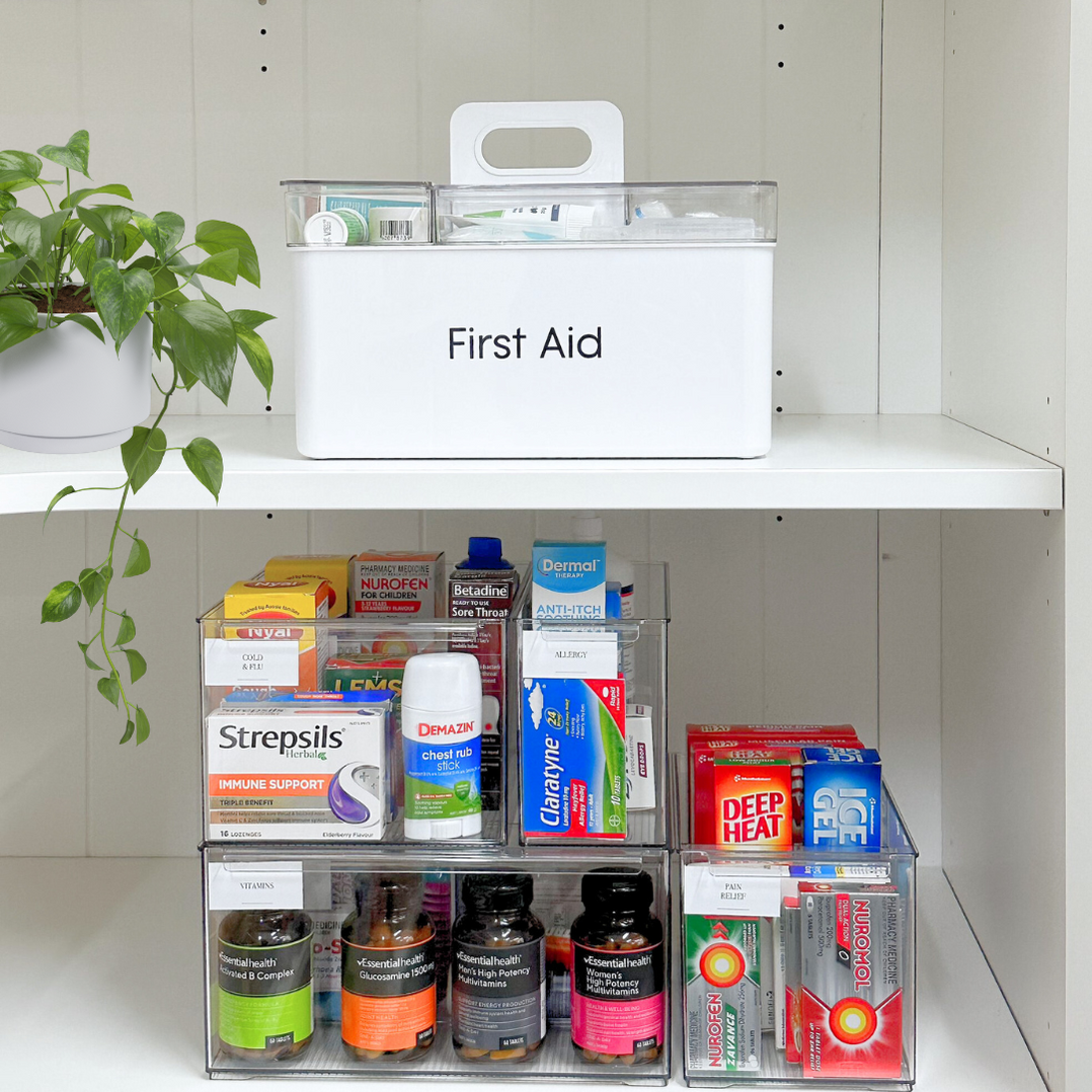 Small First Aid & Medicine Stickers (24 Labels) Black or White