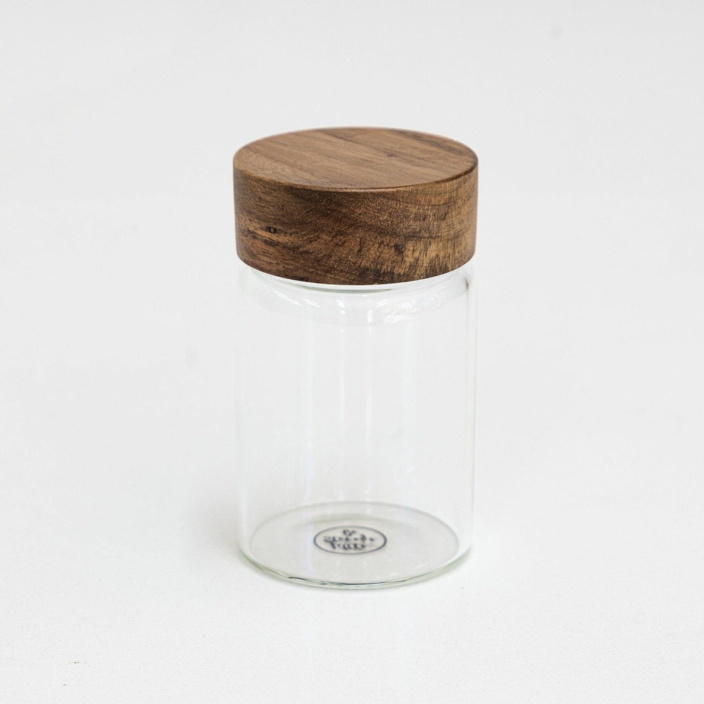 Acacia Wood Glass Kitchen Storage Jar 250ml for Pantry Organisation ...