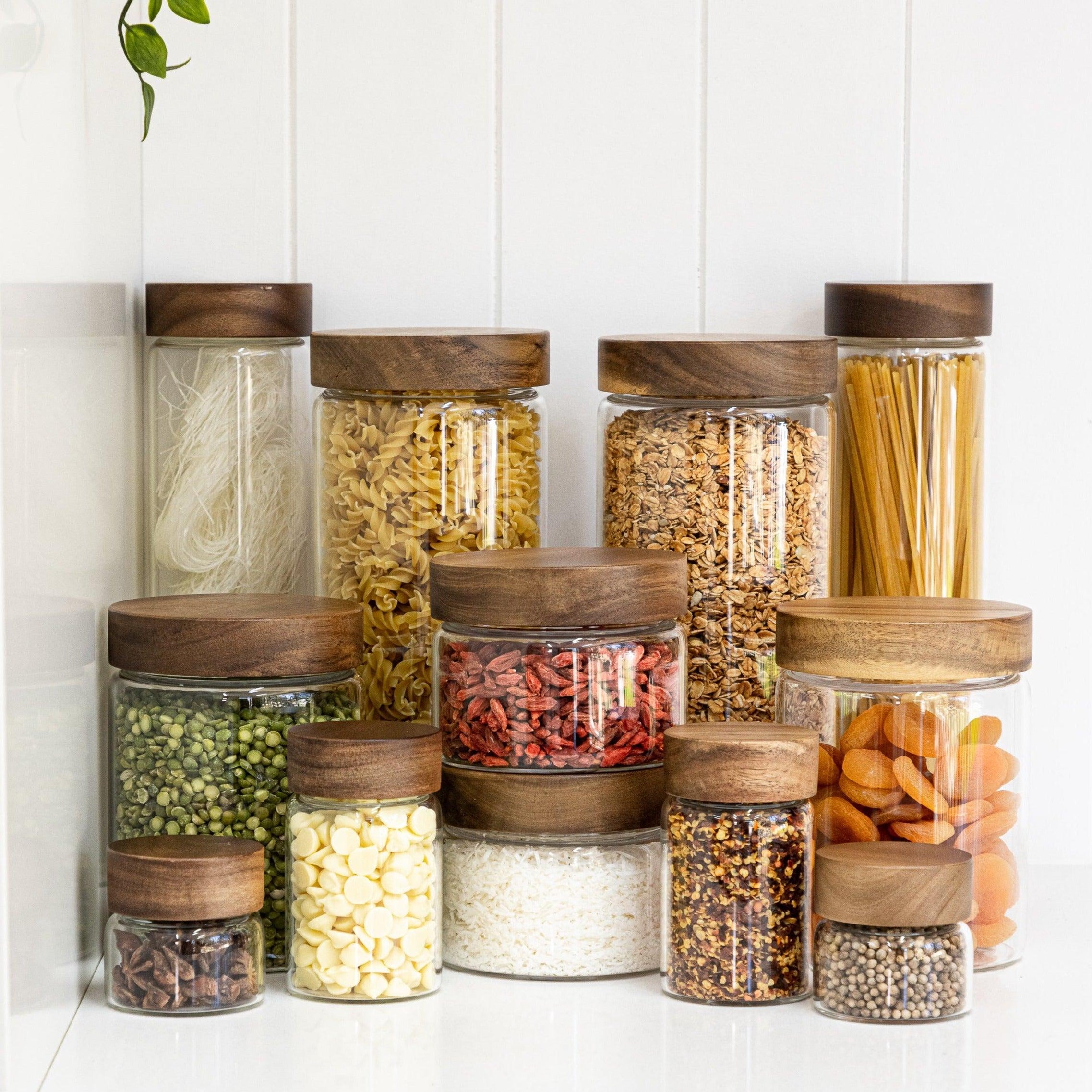 Acacia Wood Glass Kitchen Storage Jar, 2L – Little Label Co
