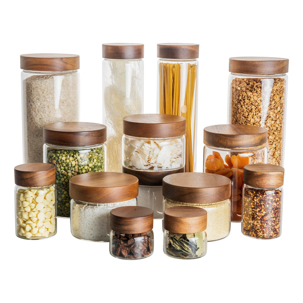 Acacia Glass Containers & jars | Kitchen and Pantry Acacia Storage Jars ...