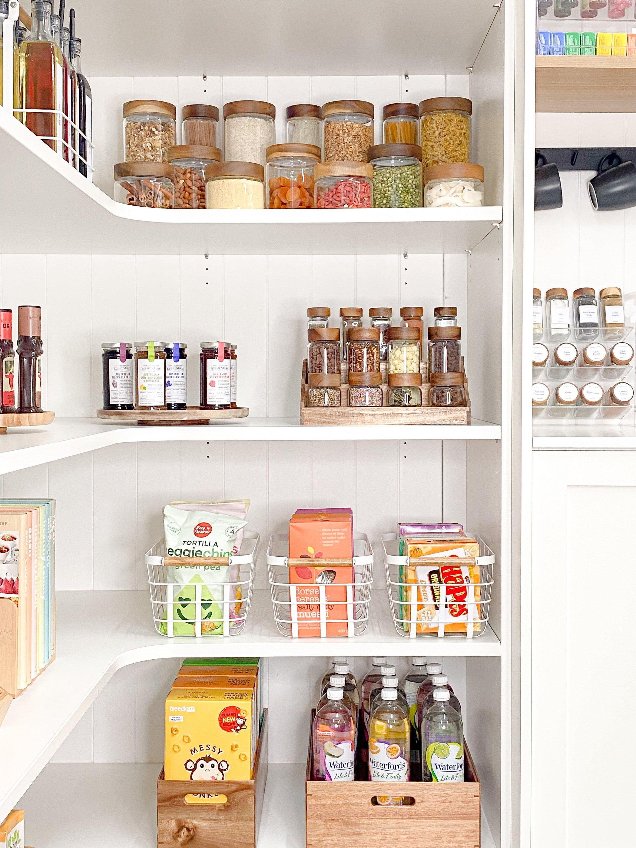 Acacia Wood Glass Pasta Storage Jar 1.2L for Pantry Organisation ...