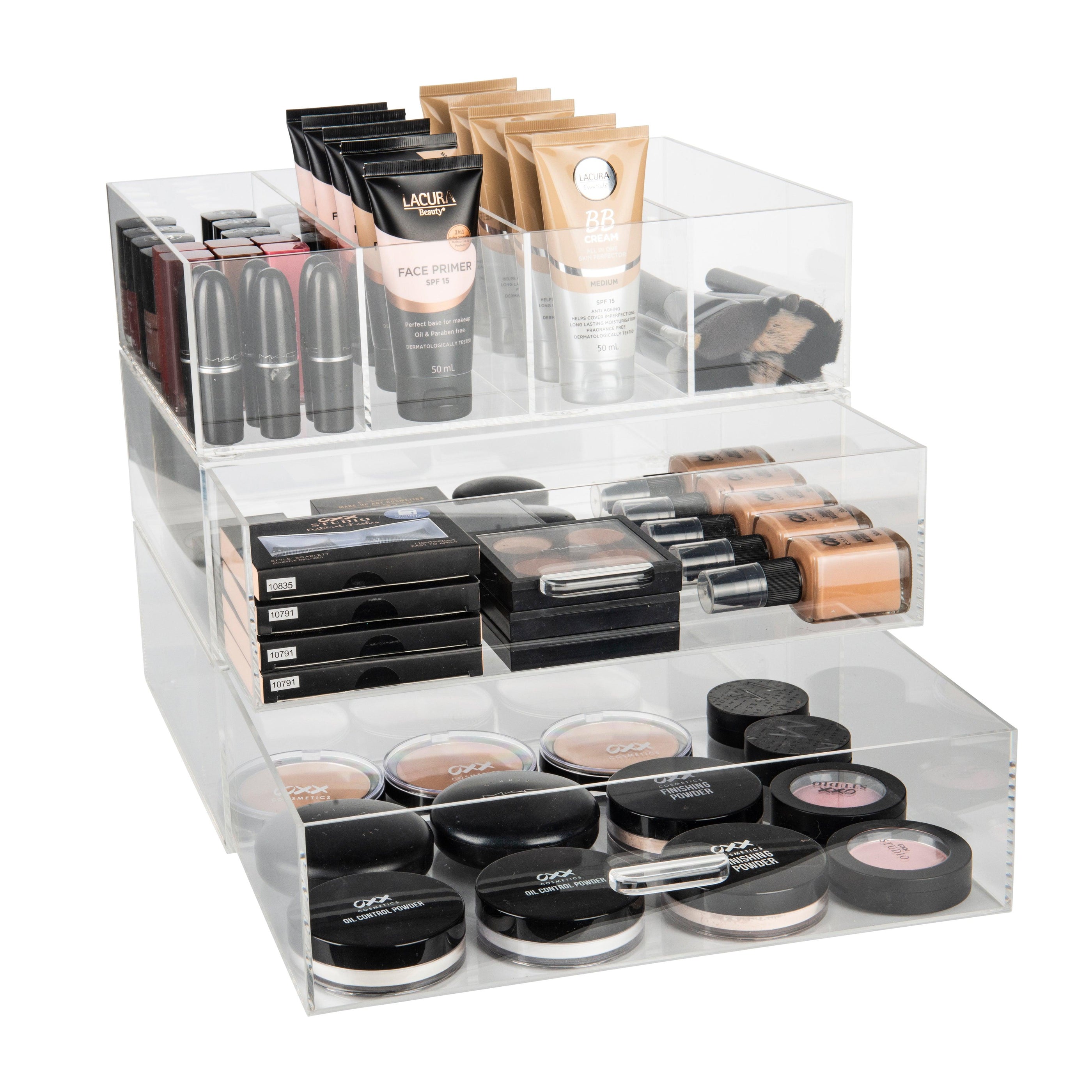 Stackable Acrylic Cosmetic Organiser with Dividers, 33cm – Little Label Co