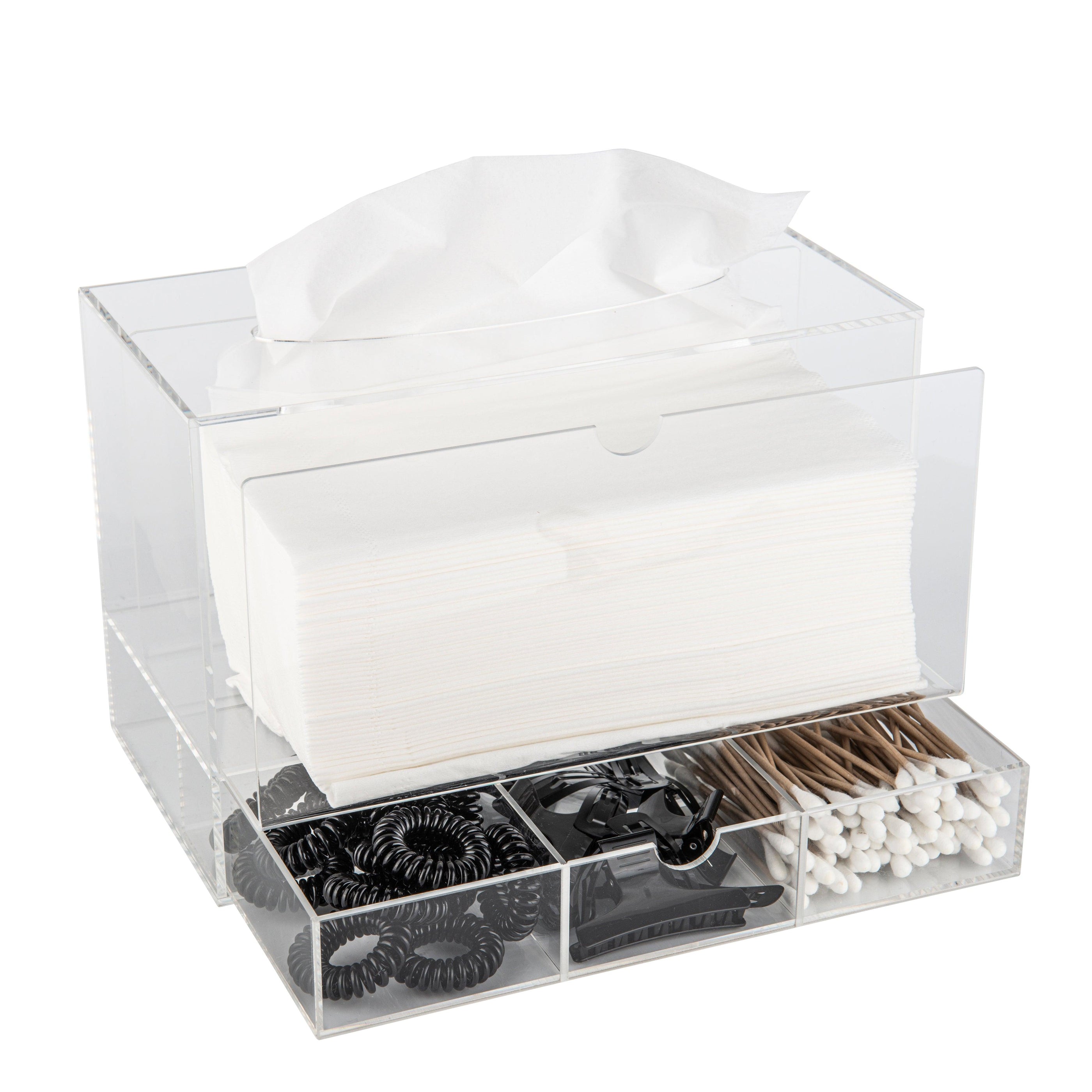 Acrylic Tissue Box Holder with Pull Out Storage – Little Label Co