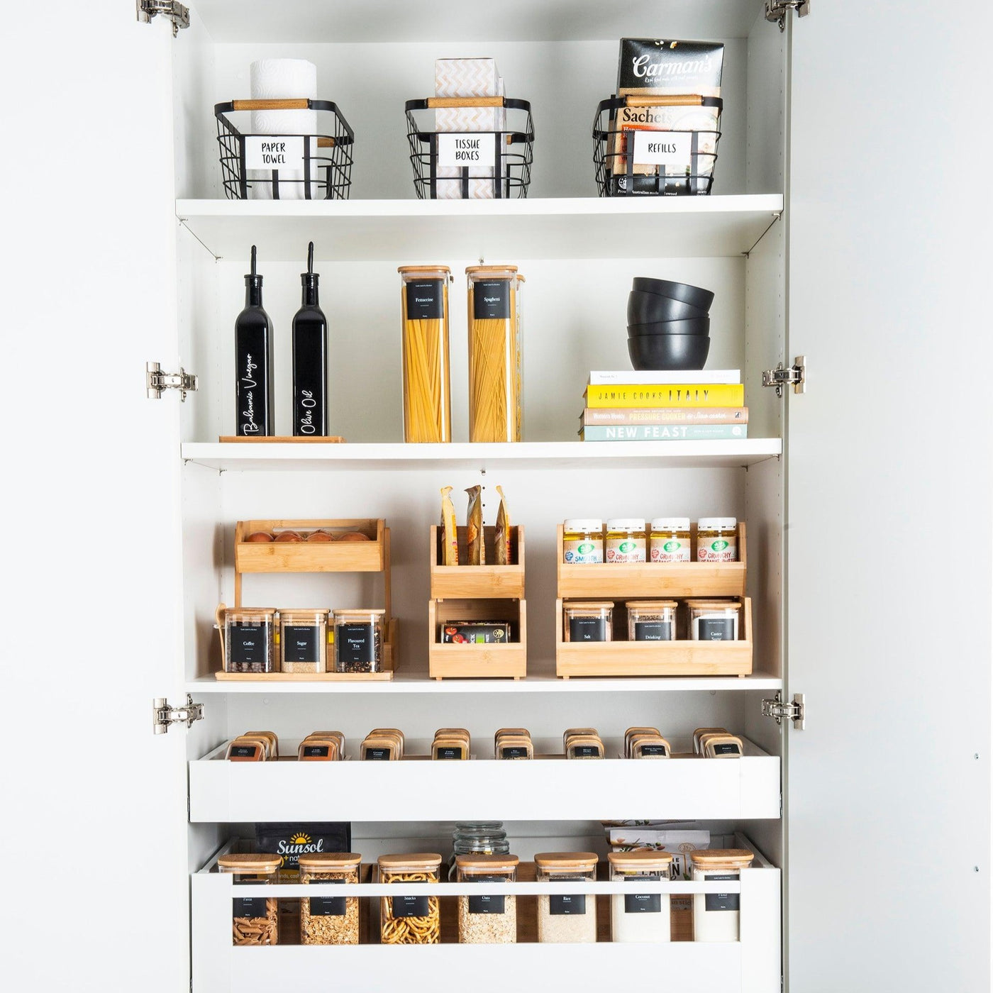 Stackable Bamboo Organiser Pantry Pack - Home and Kitchen Organisation