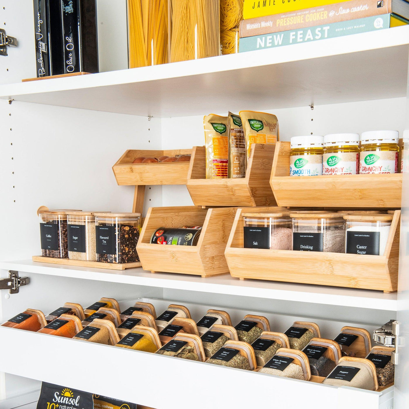 Stackable Bamboo Organiser Pantry Pack - Home and Kitchen Organisation