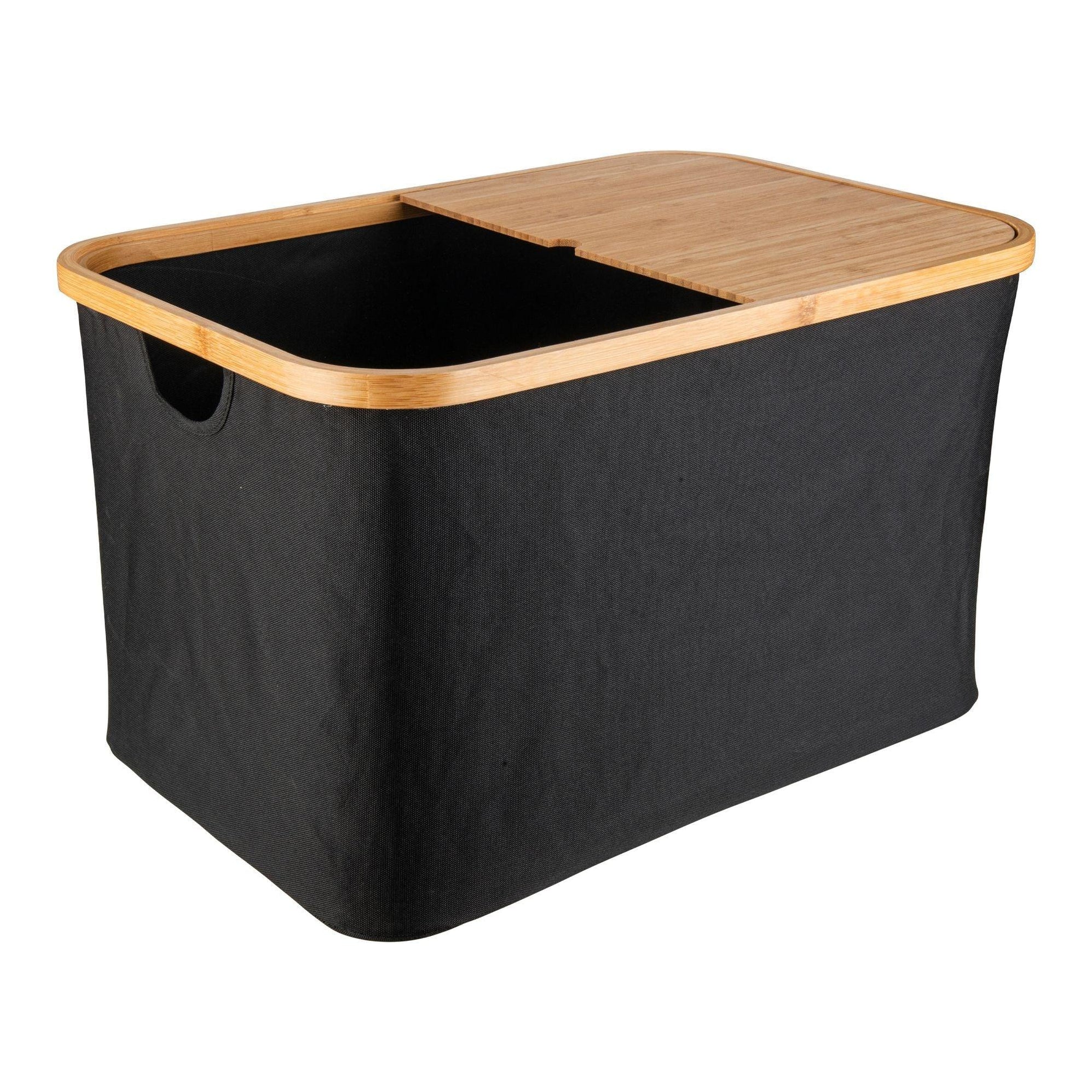 Shop Black Fabric Bamboo Linen Storage Basket - Large — Little Label Co