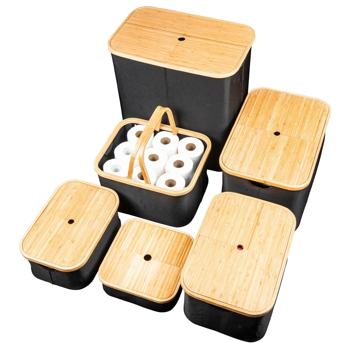 Black Bamboo Linen Basket Large – Little Label Co