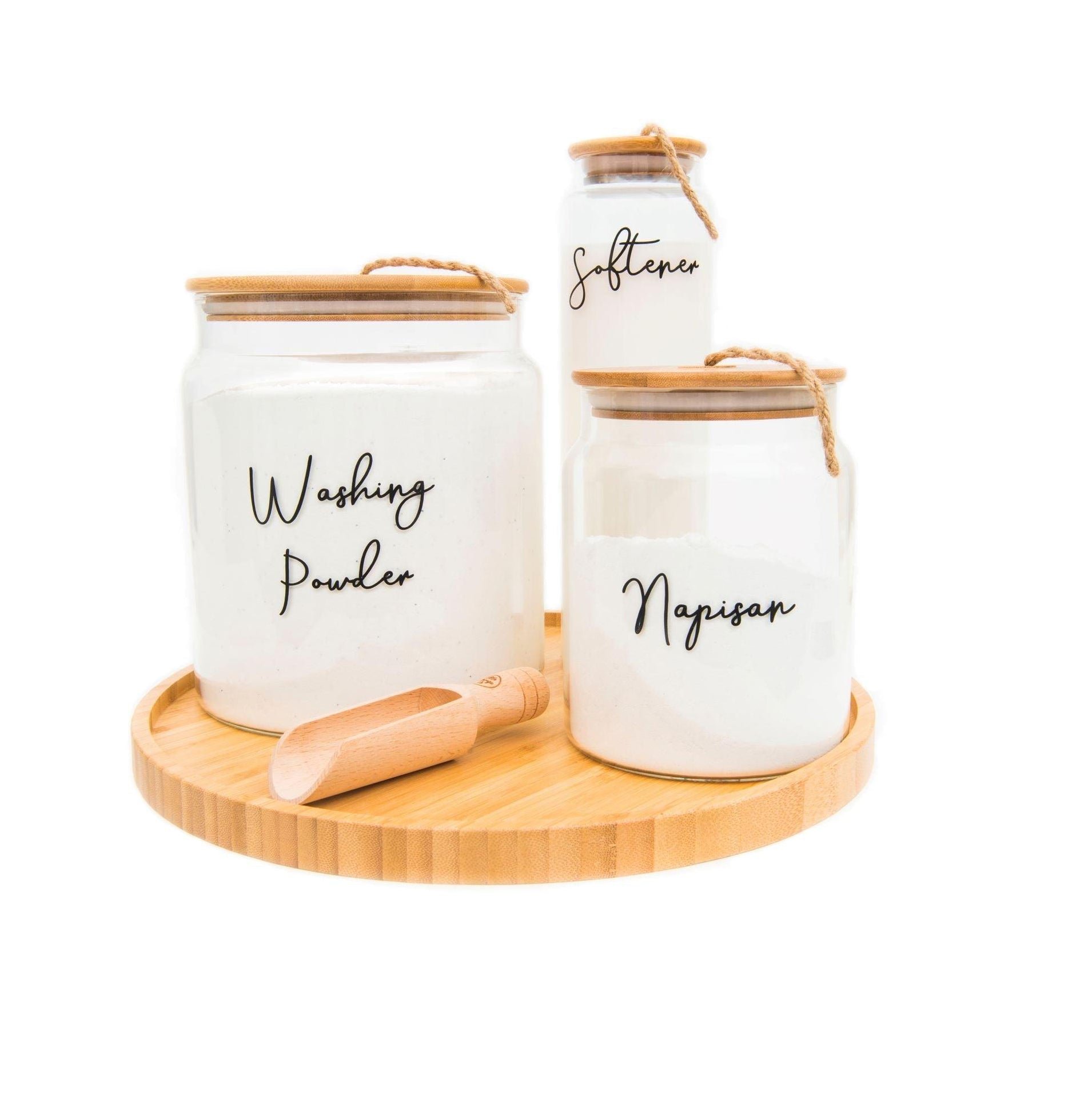 2L Glass Jar with Bamboo and Twine Lid For Your Pantry and Laundry ...