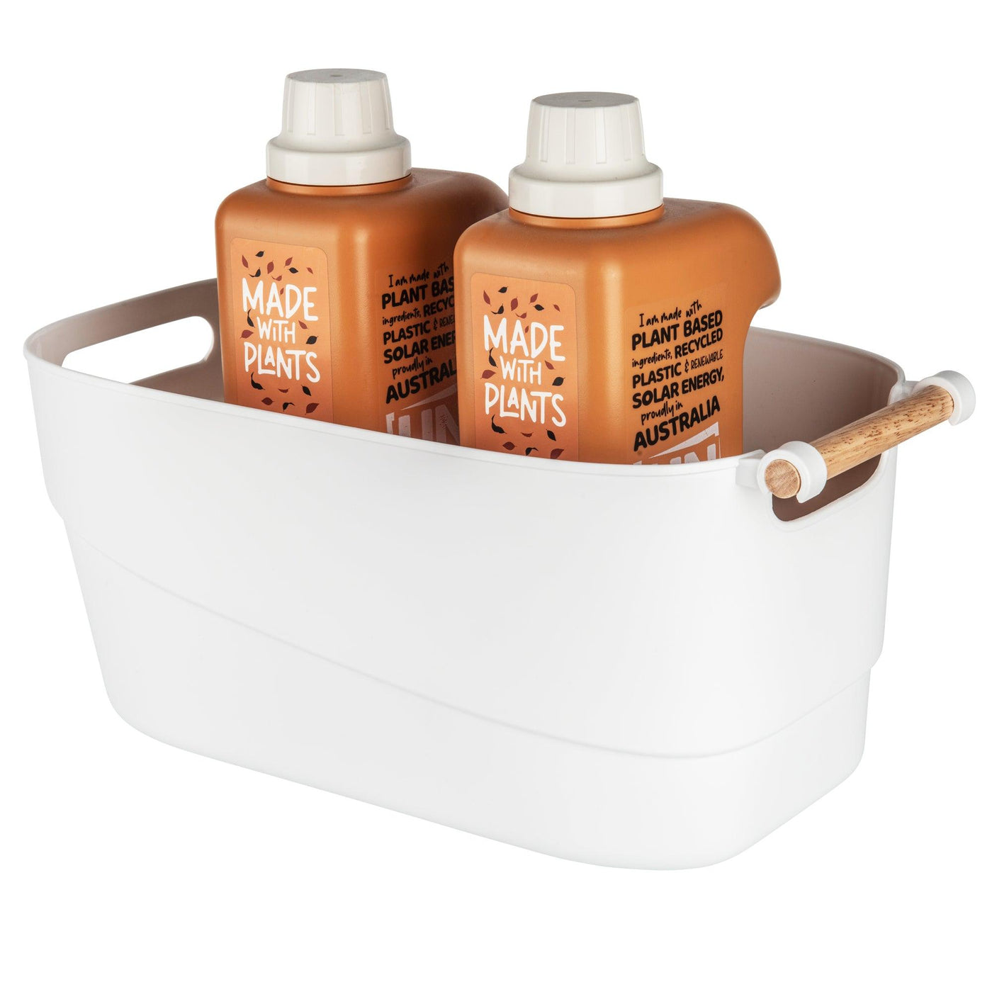 White Storage Tub with Wooden Handle Large – Little Label Co