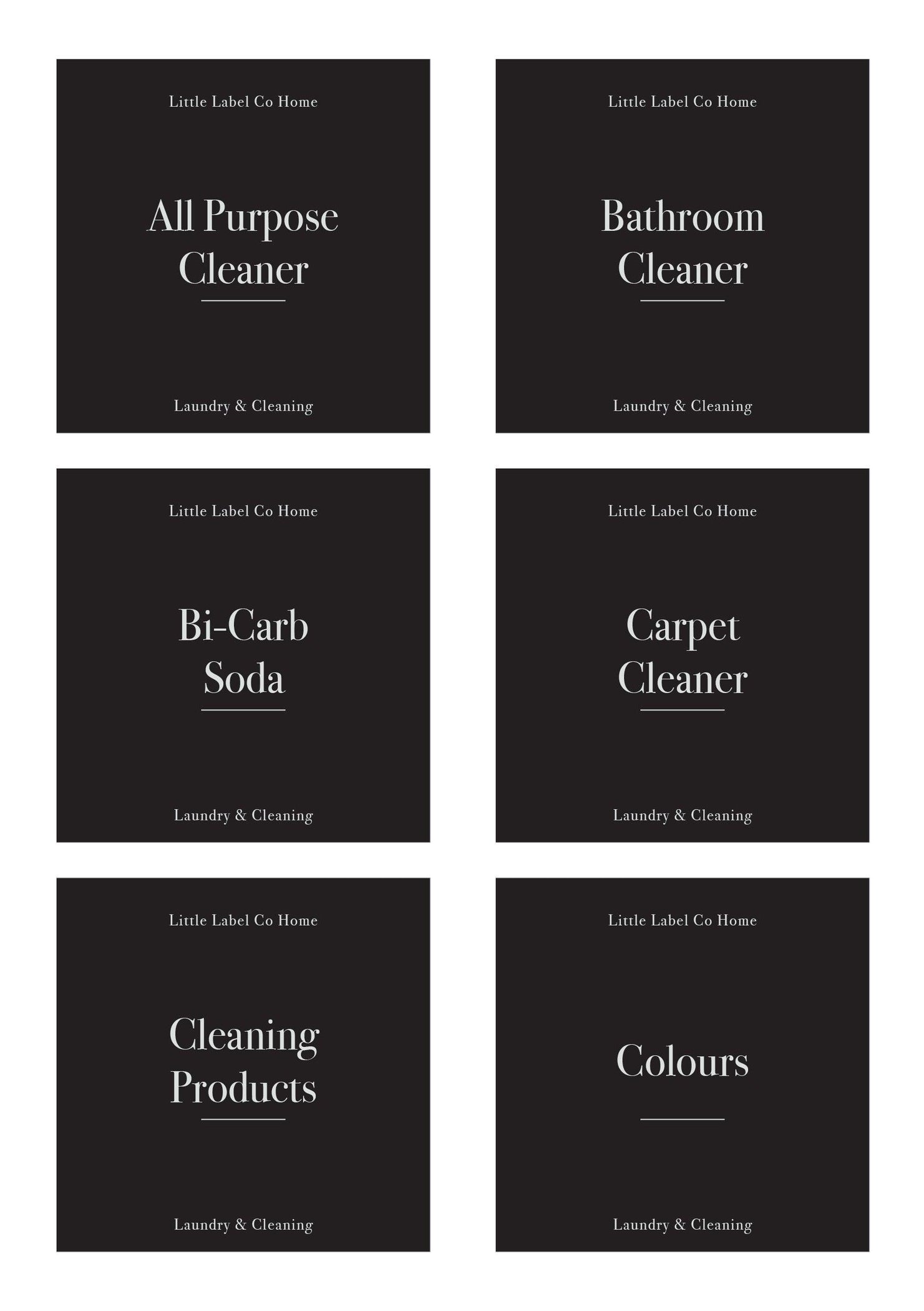 Laundry Cleaning Stickers Square Pack x 30 Labels - Little Label Co