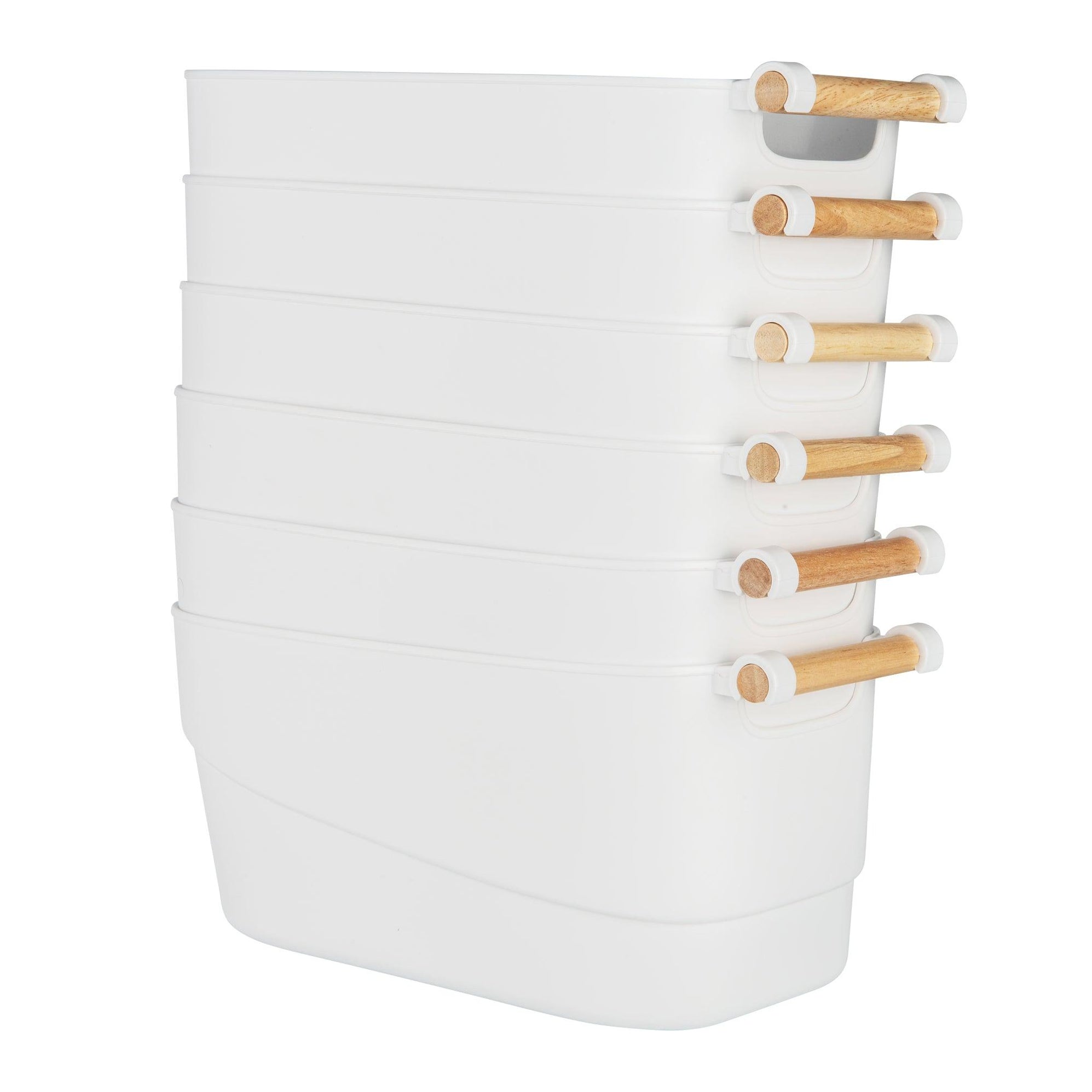White Storage Tub with Wooden Handle Medium – Little Label Co