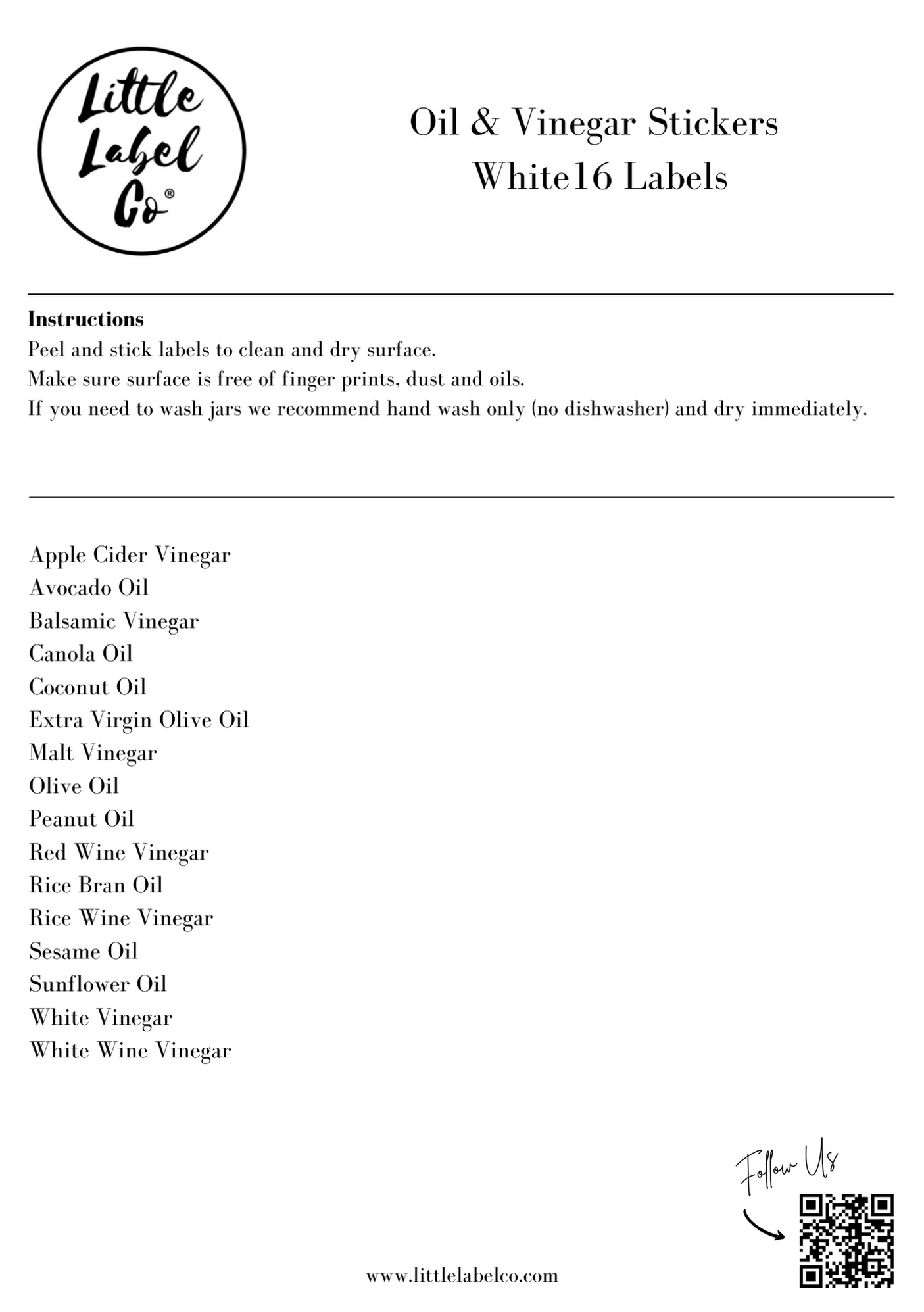 Shop Oil & Vinegar Stickers (16 Labels) Black or White | Kitchen ...