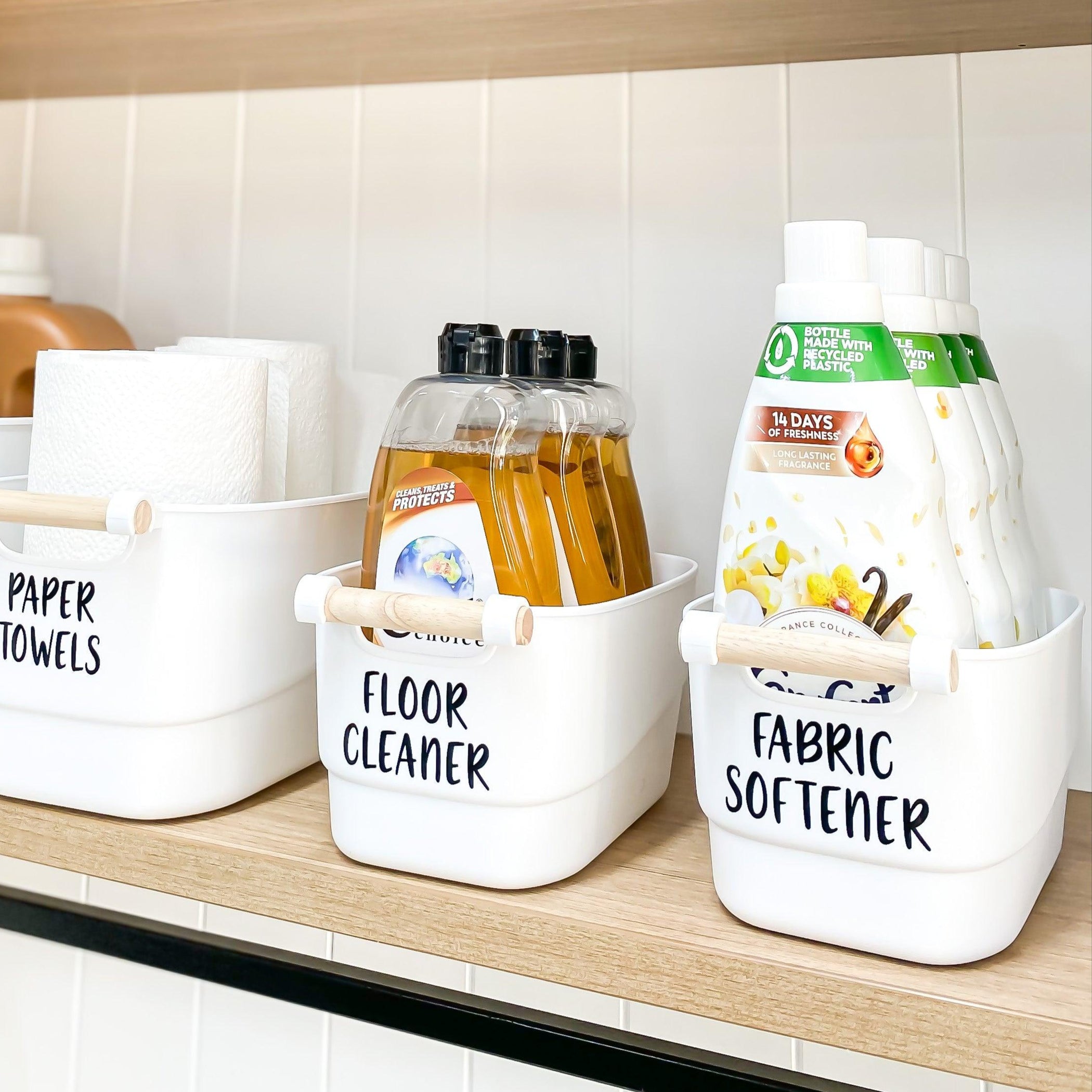 White Storage Tub with Wooden Handle Small – Little Label Co