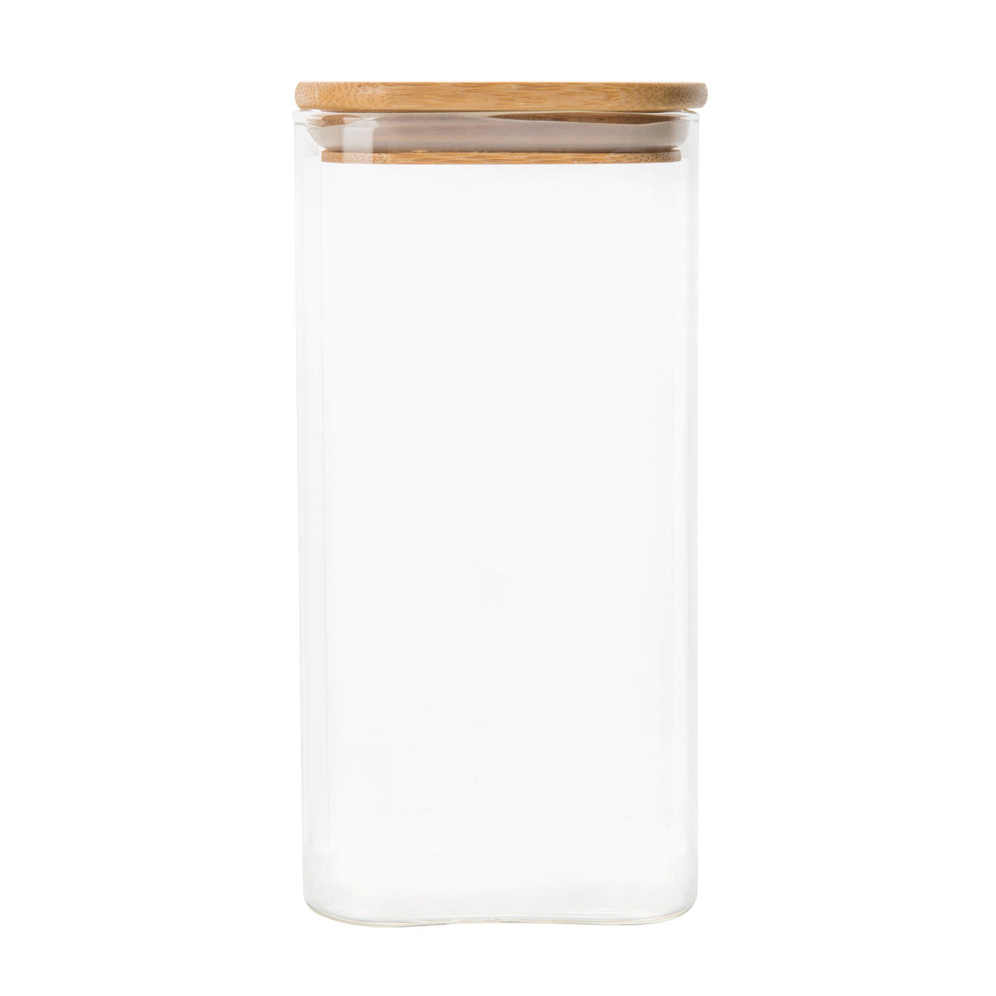 Square Glass and Bamboo Jar 1.75L for Pantry Storage and Organisation ...