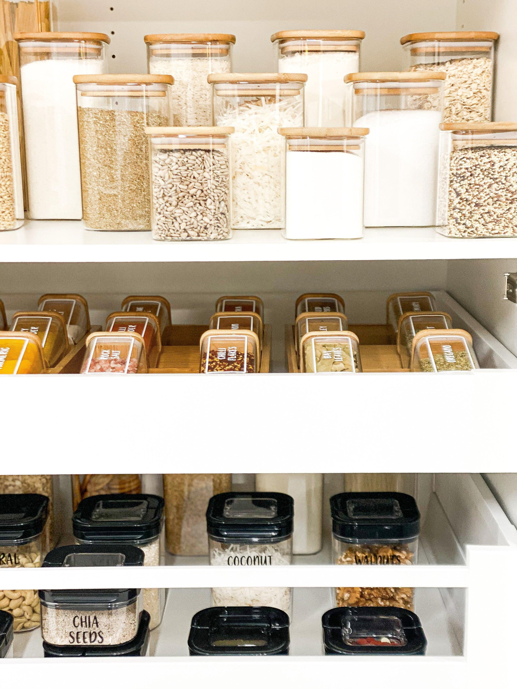 Square Glass and Bamboo Storage Jar 750ml | Kitchen Organisation ...