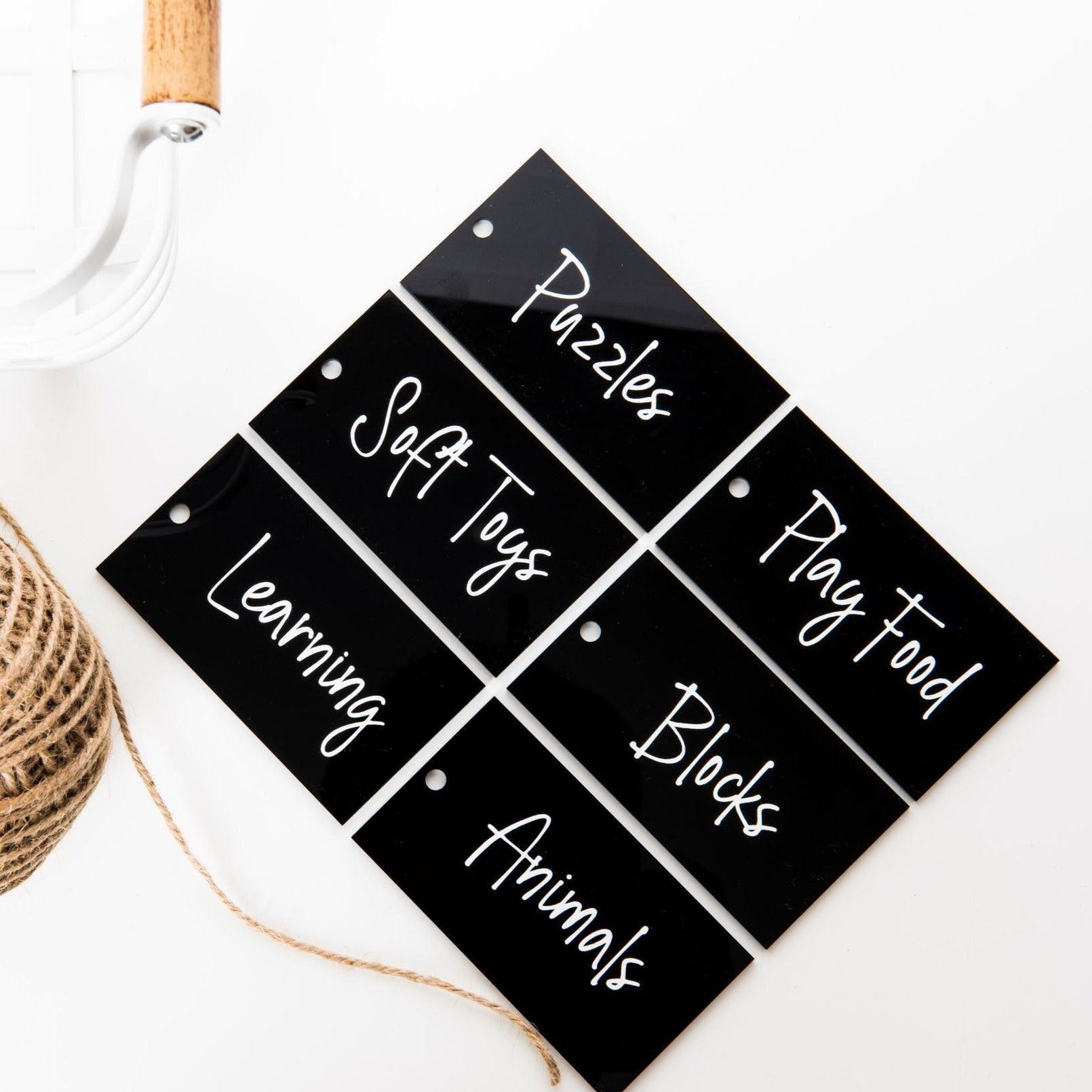 Swing Acrylic and Bamboo Tags (with custom labels) - Little Label Co