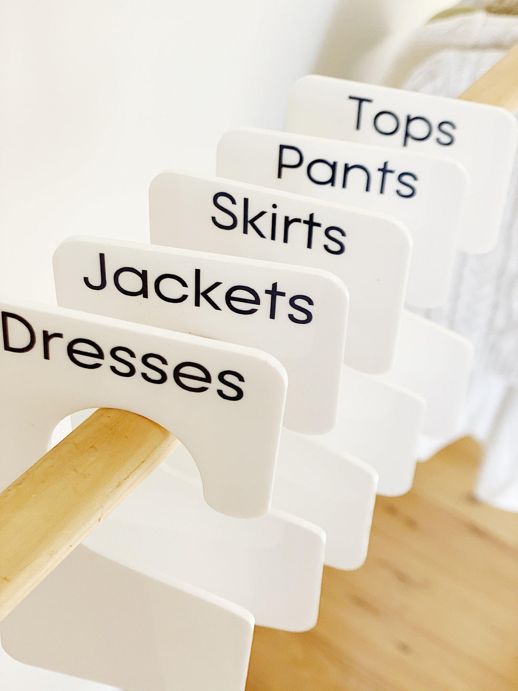 Wardrobe Acrylic/Bamboo Organisers with Decal Label - Little Label Co