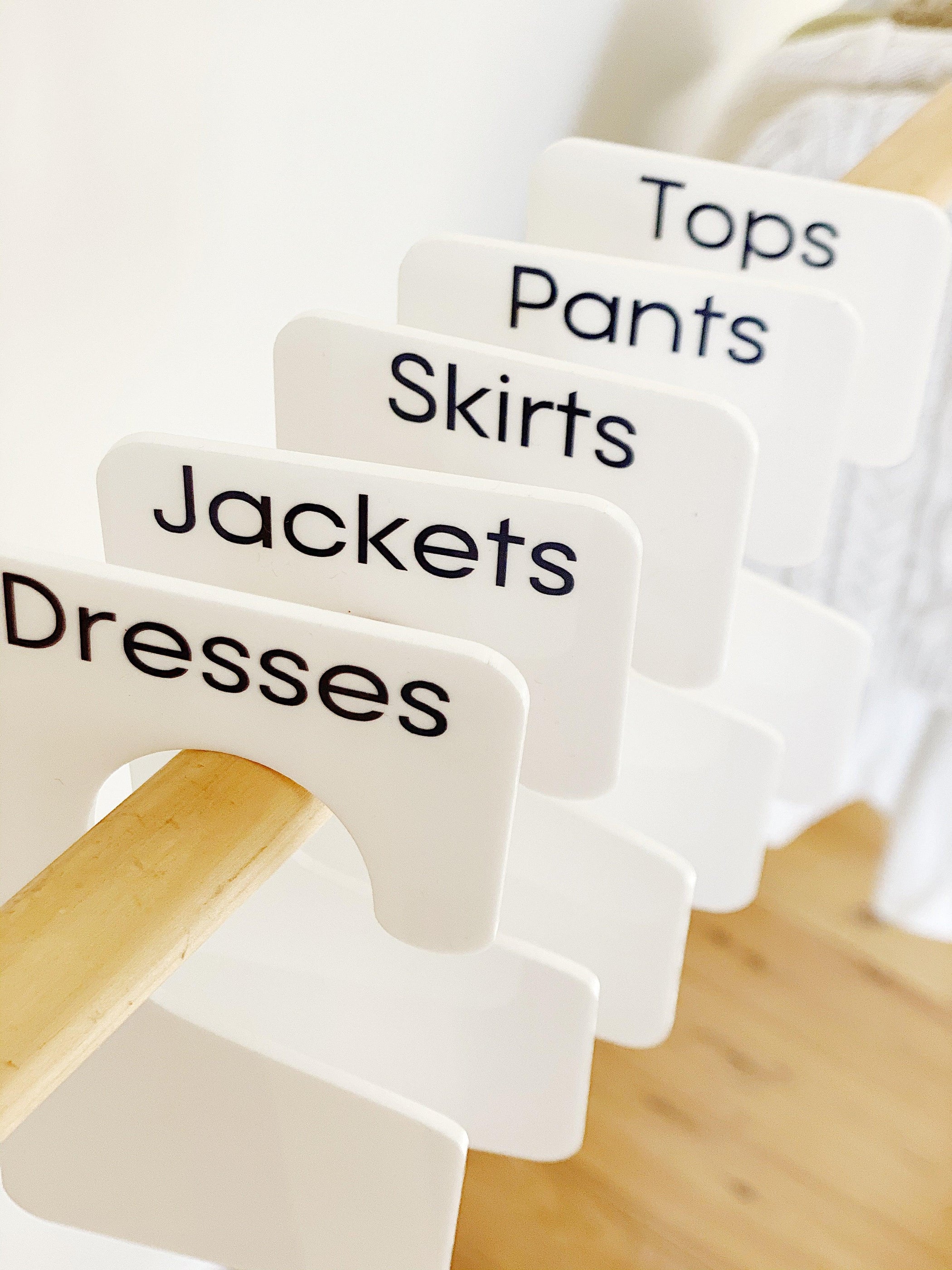 Wardrobe Acrylic/Bamboo Organisers with Decal Label - Little Label Co