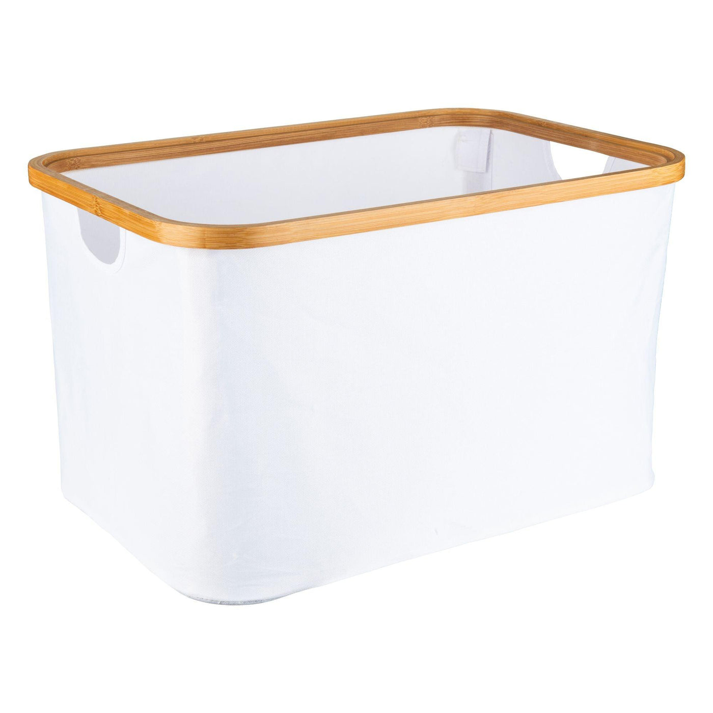 White Fabric Bamboo Linen Storage Basket Set - 8 Pack - Little Label Co