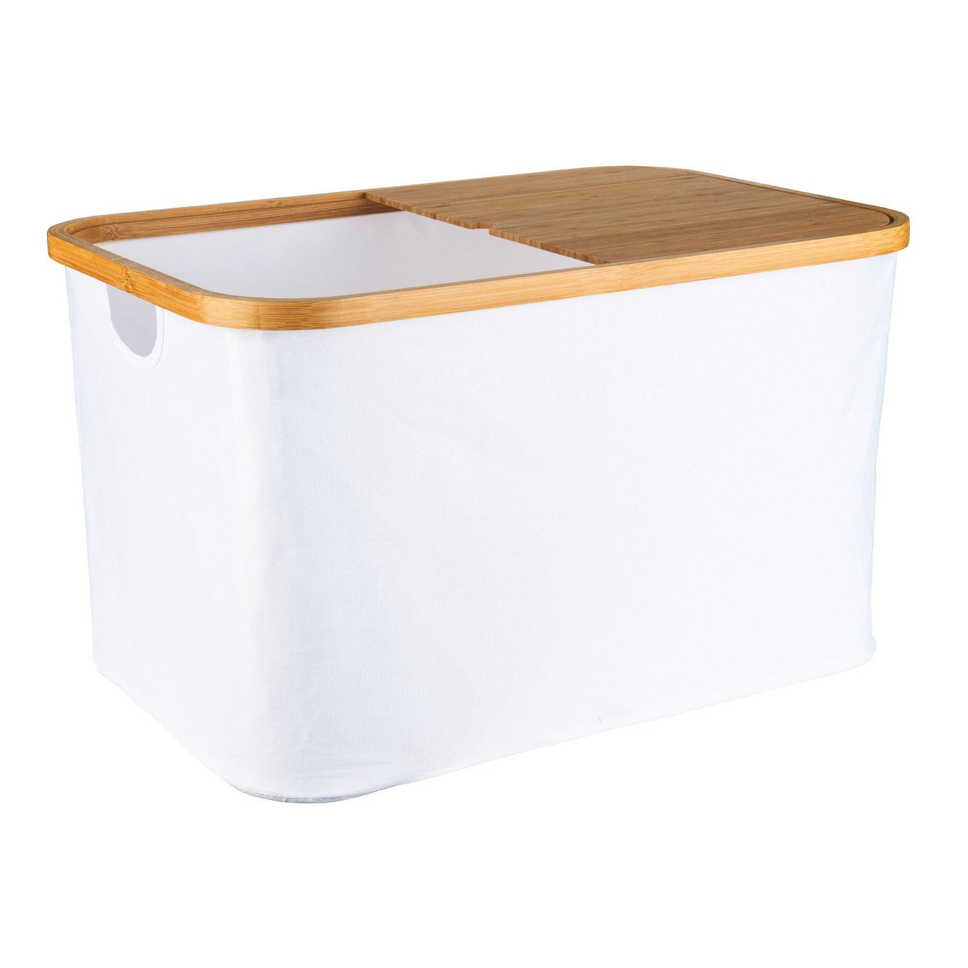 White Fabric Bamboo Linen Storage Basket Set - 8 Pack - Little Label Co